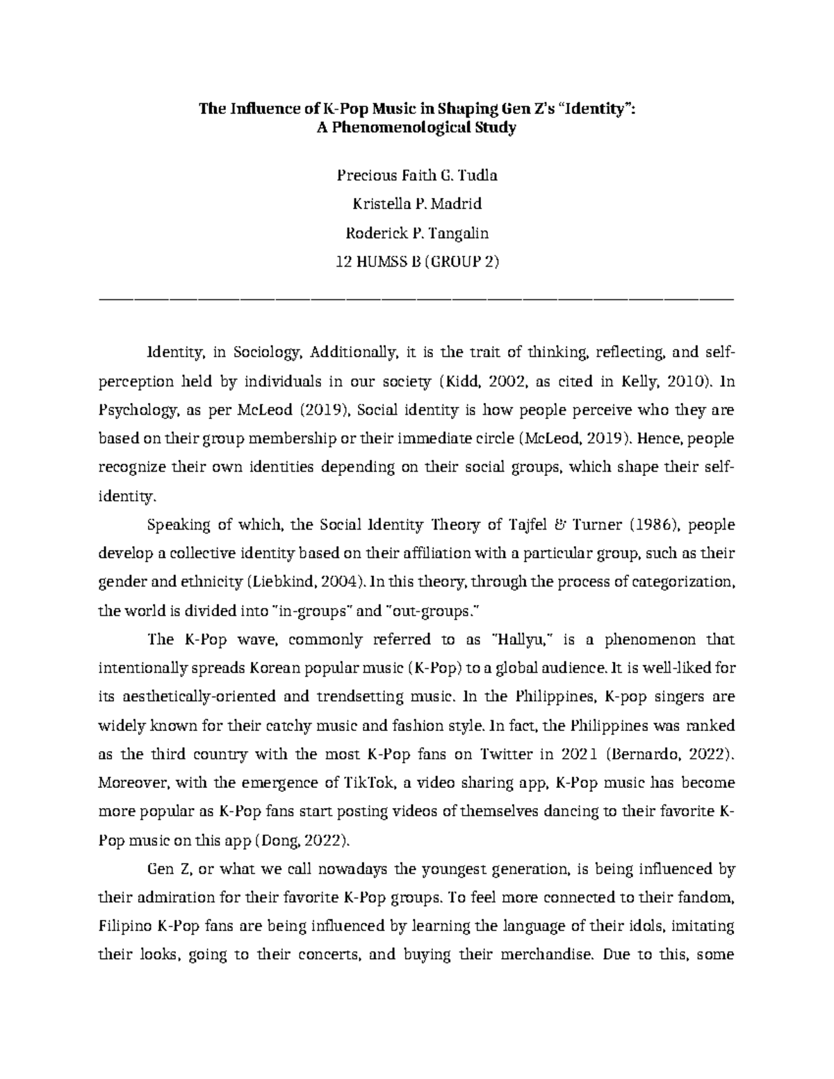 Concept Paper Sample - The Influence of K-Pop Music in Shaping Gen Z’s ...