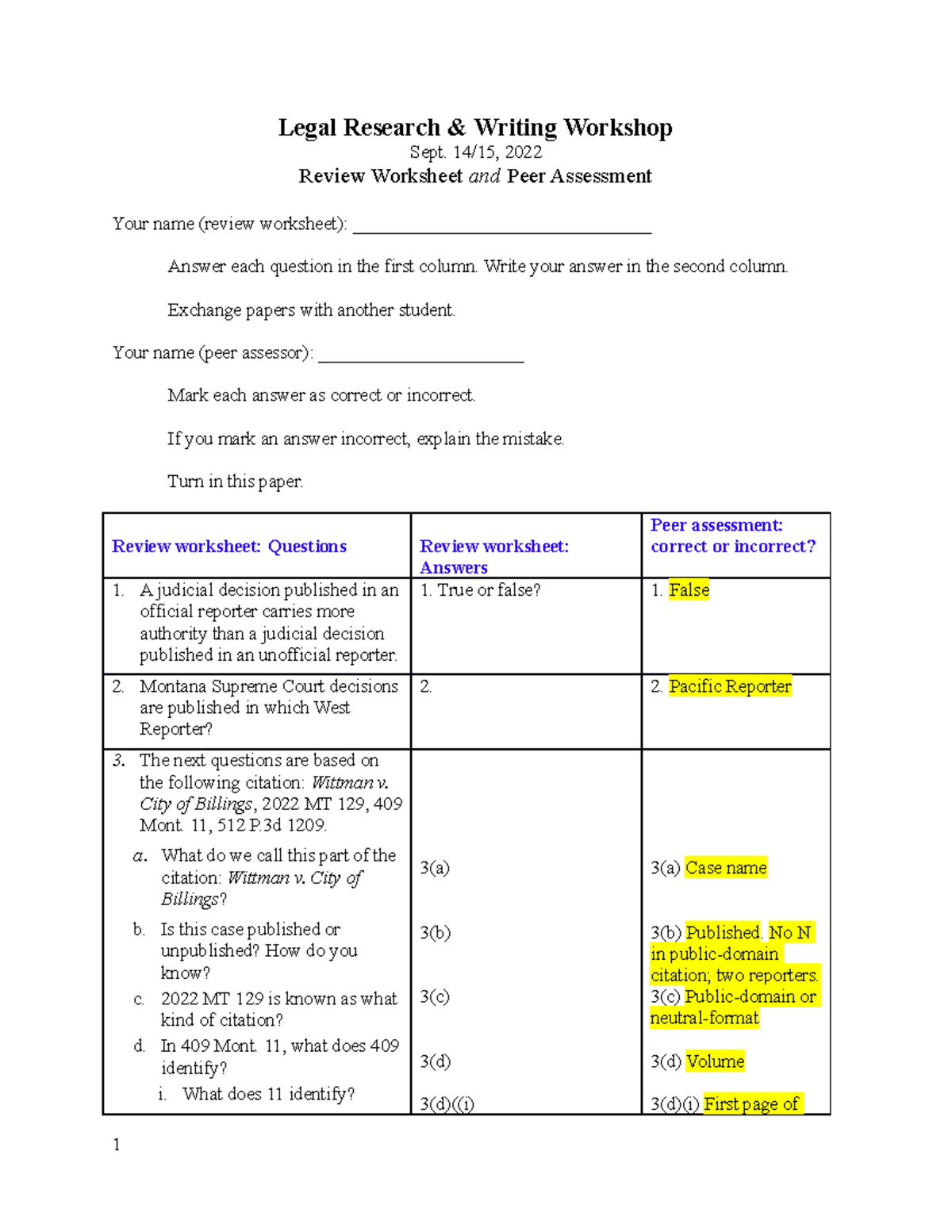 Review Worksheet 1 Peer Assessment Teachers Key - Legal Research ...