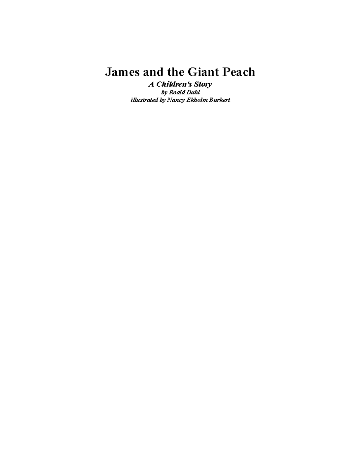 James and the giant peach by roald dahl - - Studocu