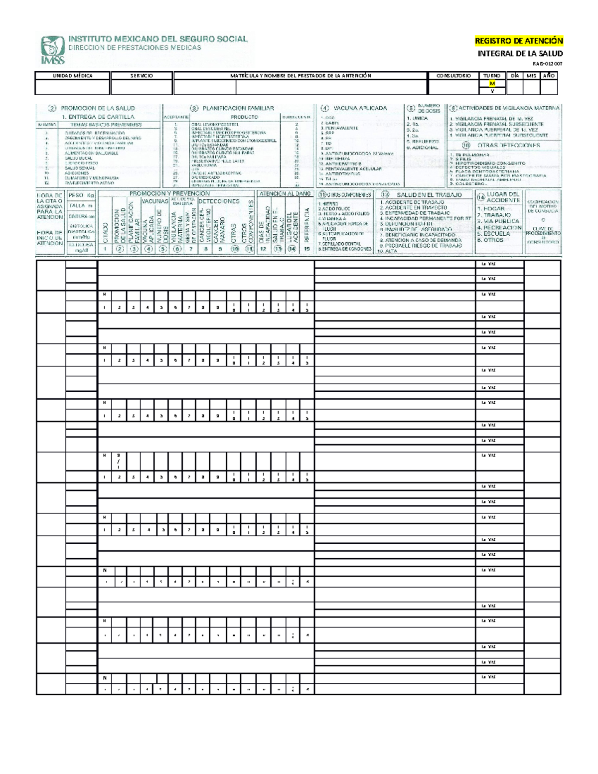 HOJA RAIS - cacu - REGISTRO DE ATENCIÓN INTEGRAL DE LA SALUD RAIS- 1a ...