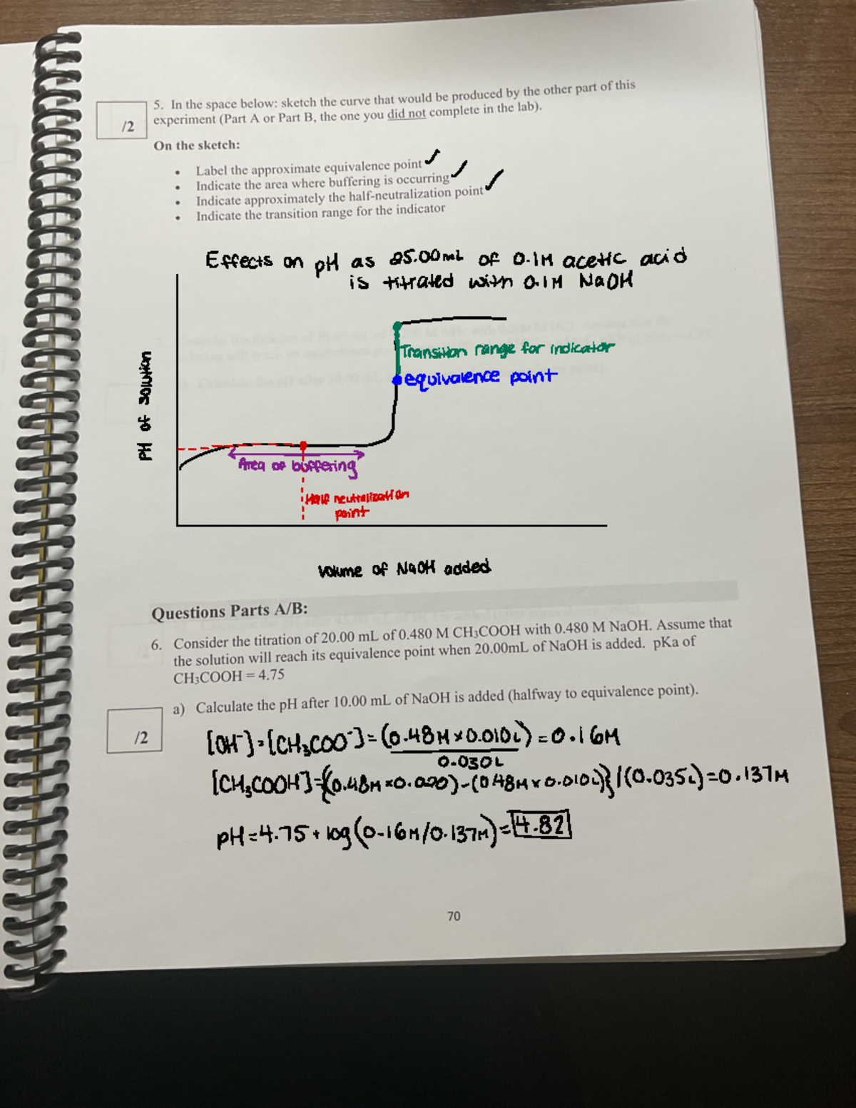 Chem 123L lab 4 p H curve - Chem 123L - Effects on pH as 25. 00mL of 0 ...