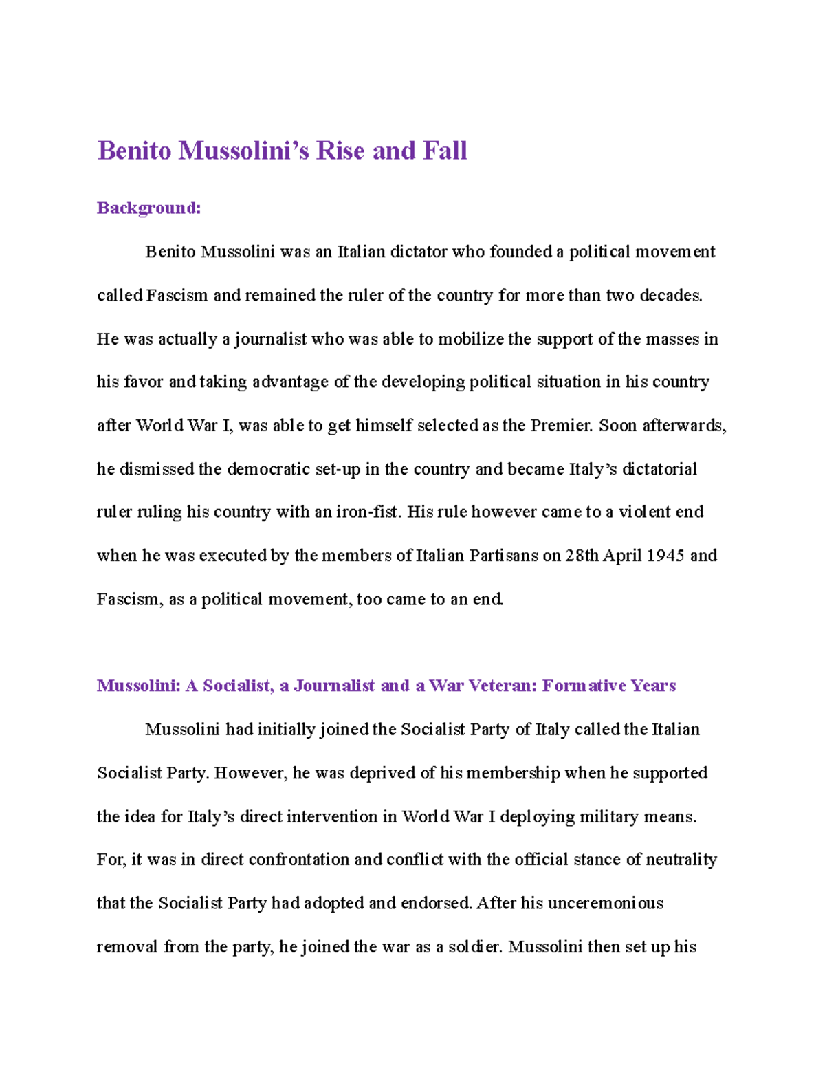 Benito-mussolini - Benito-Mussolini An introduction to the Cuban ...