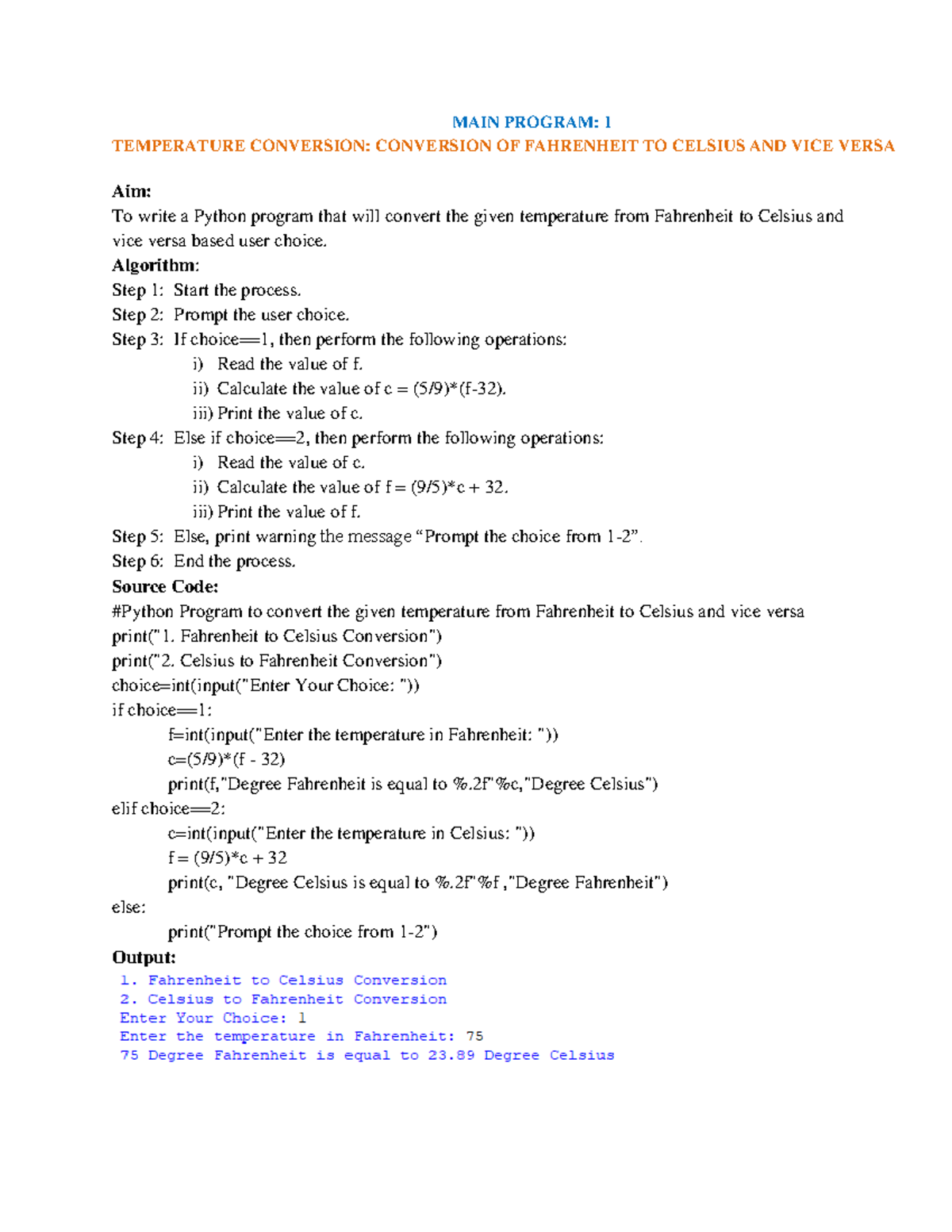 606540110 Python Main Programs Set 1 - MAIN PROGRAM: 1 TEMPERATURE ...