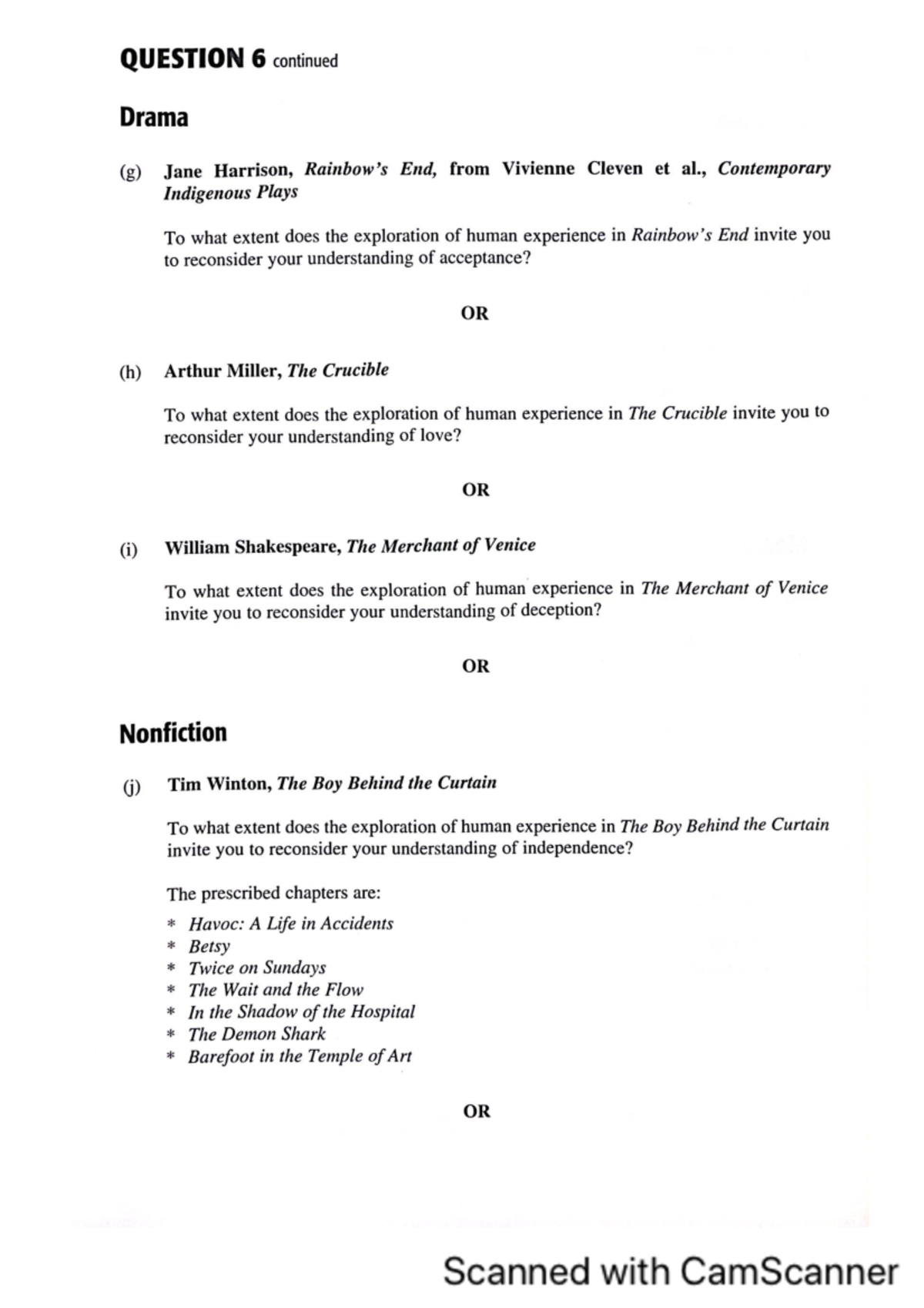 Crucible model paragraph 2019 - QUESTION 6 continued Drama (g) Jane ...