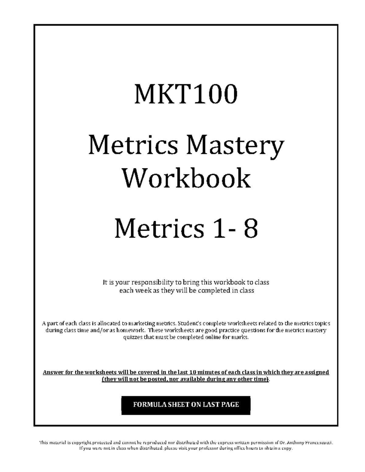 Additional Metrics Worksheets - ####### This material is copyright ...