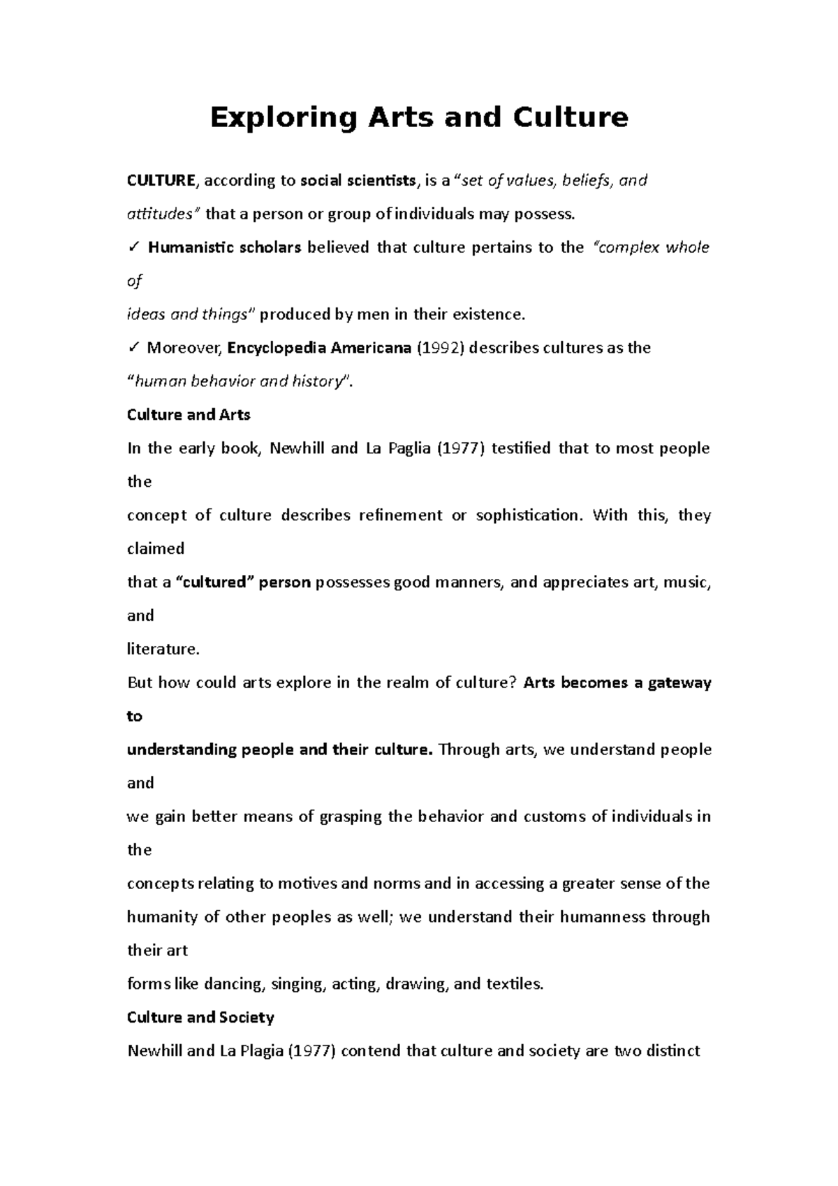 Exploring Arts and Culture - Exploring Arts and Culture CULTURE ...