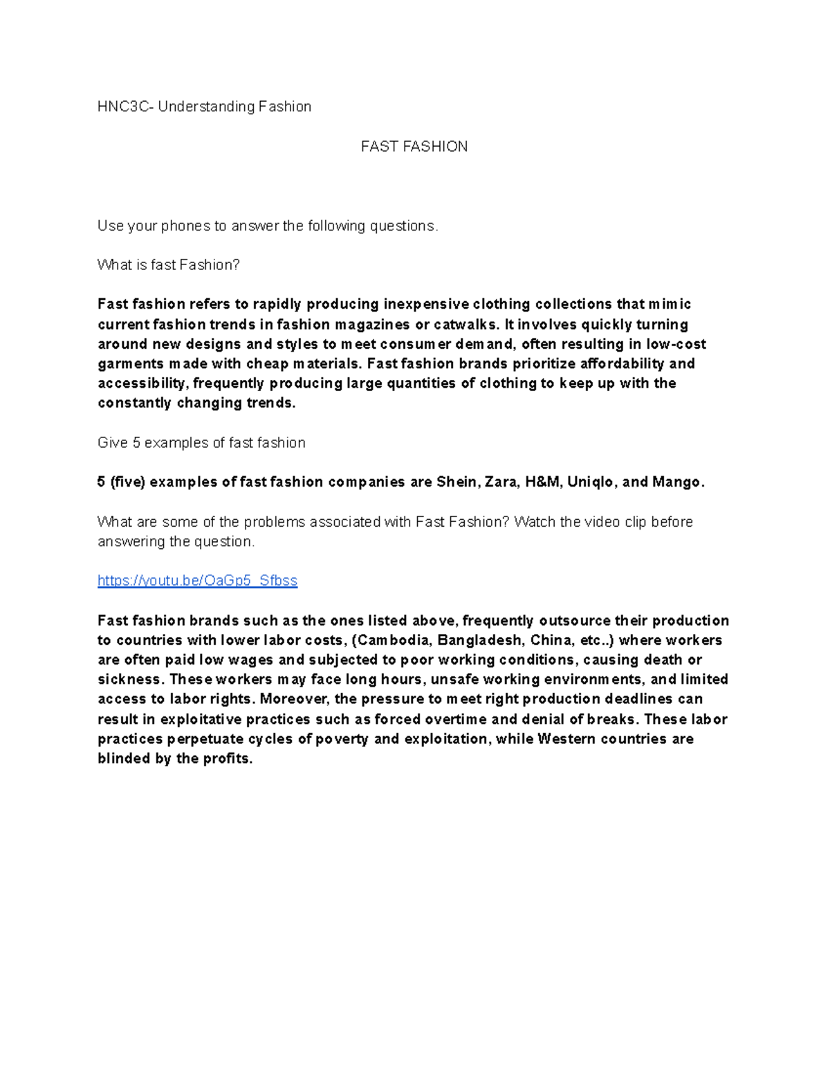 Understanding Fast Fashion - HNC3C- Understanding Fashion FAST FASHION ...