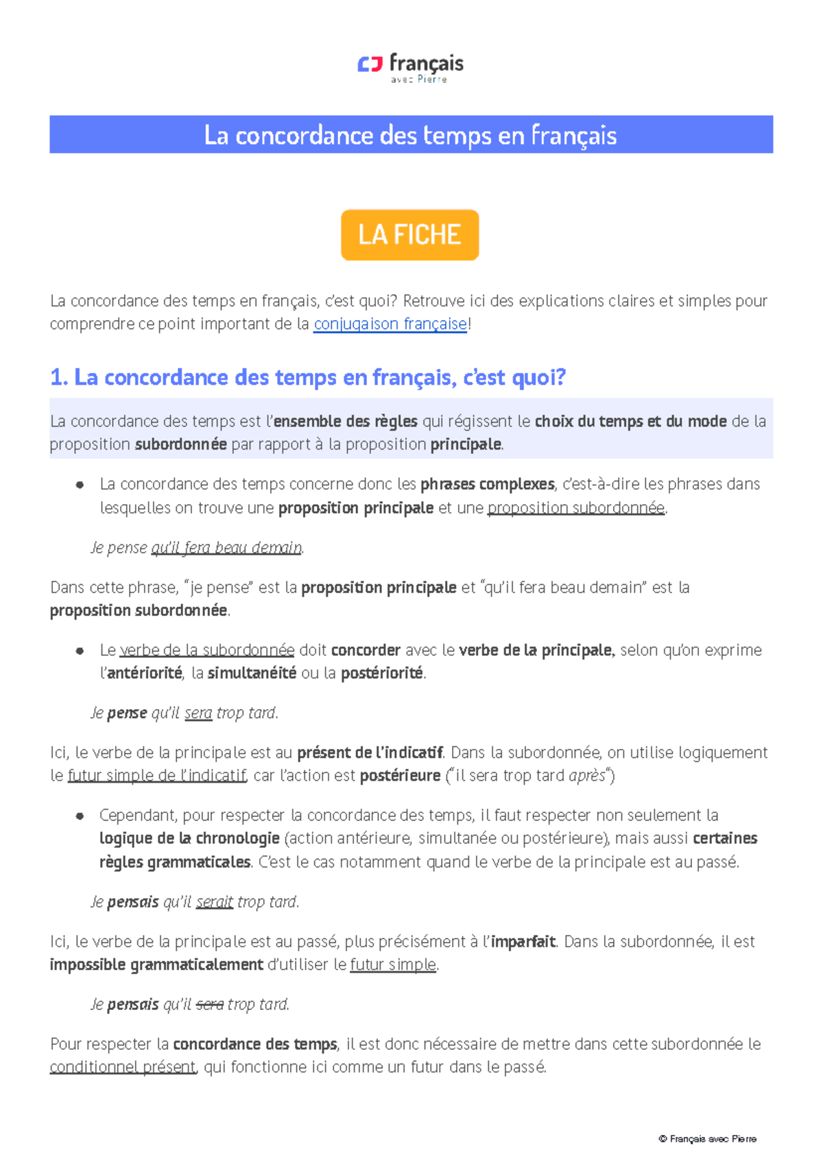 20230707 La Concordance Des Temps - La concordance des temps en ...