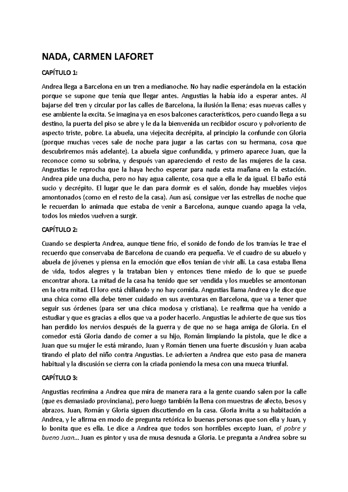 Nada, carmen laforet - dasdasd - NADA, CARMEN LAFORET CAPÍTULO 1 ...