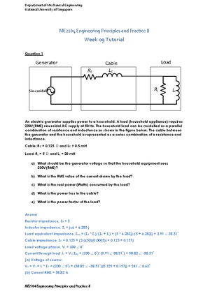 Cheatsheet - Summary Engineering Principles and Practice II - ME2104 Engineering Principles and ...
