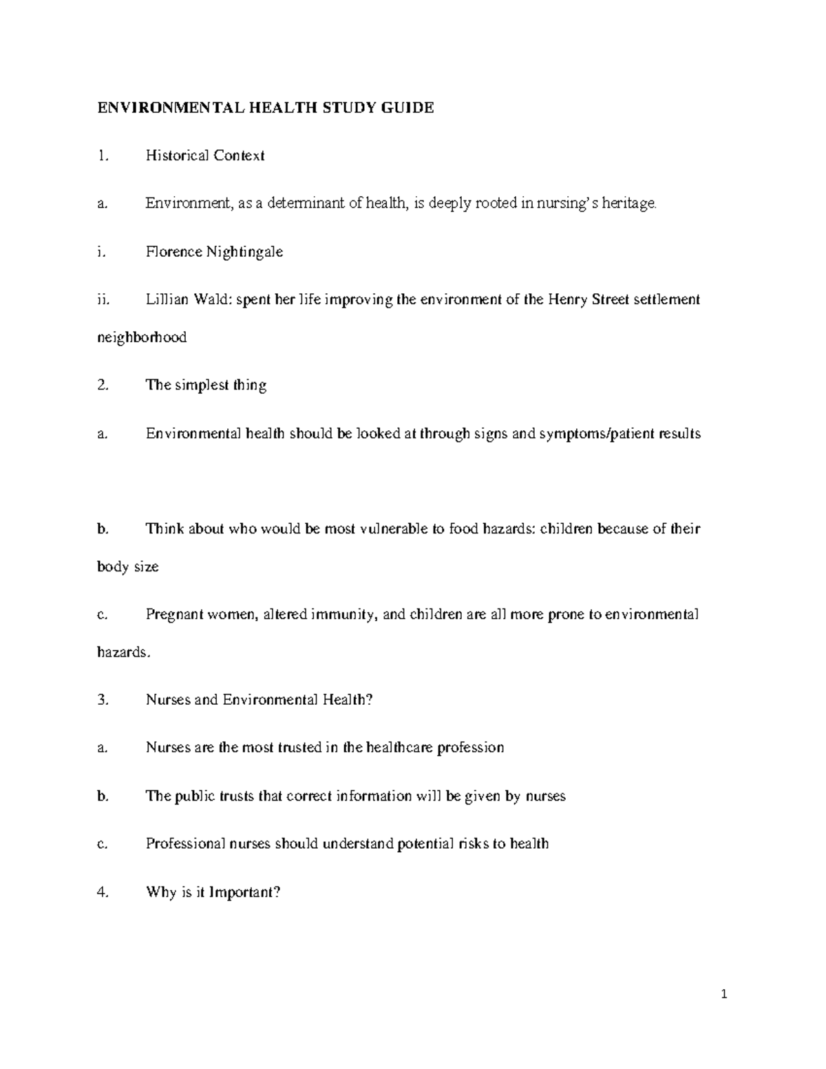 Environmental Health Study Guide - ENVIRONMENTAL HEALTH STUDY GUIDE ...