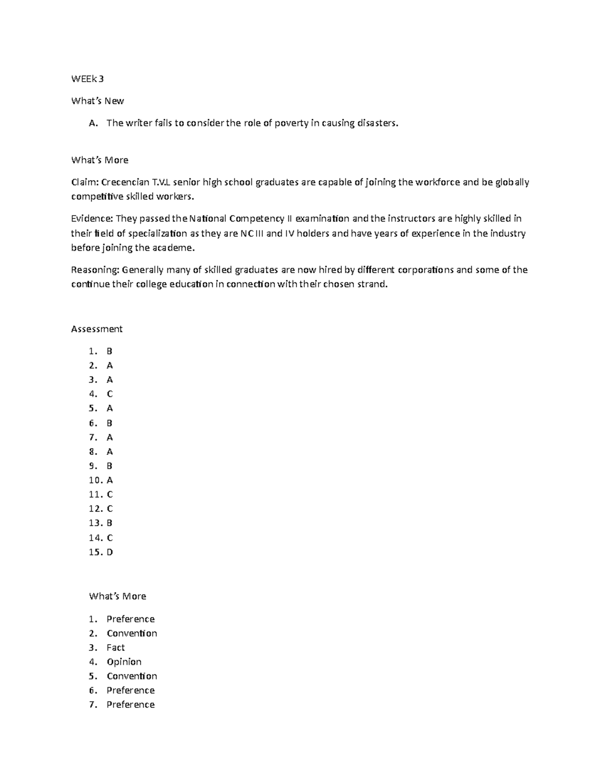 Reading week 3 and 4 - lecture notes - WEEk 3 What’s New A. The writer ...