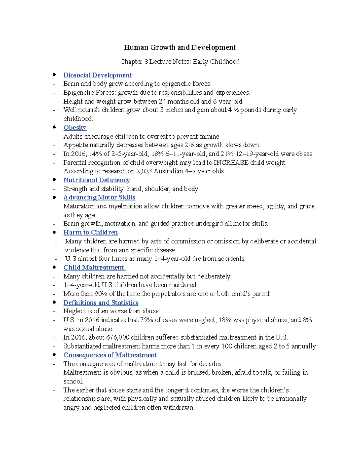 Human Growth and Development 8 - Human Growth and Development Chapter 8 ...