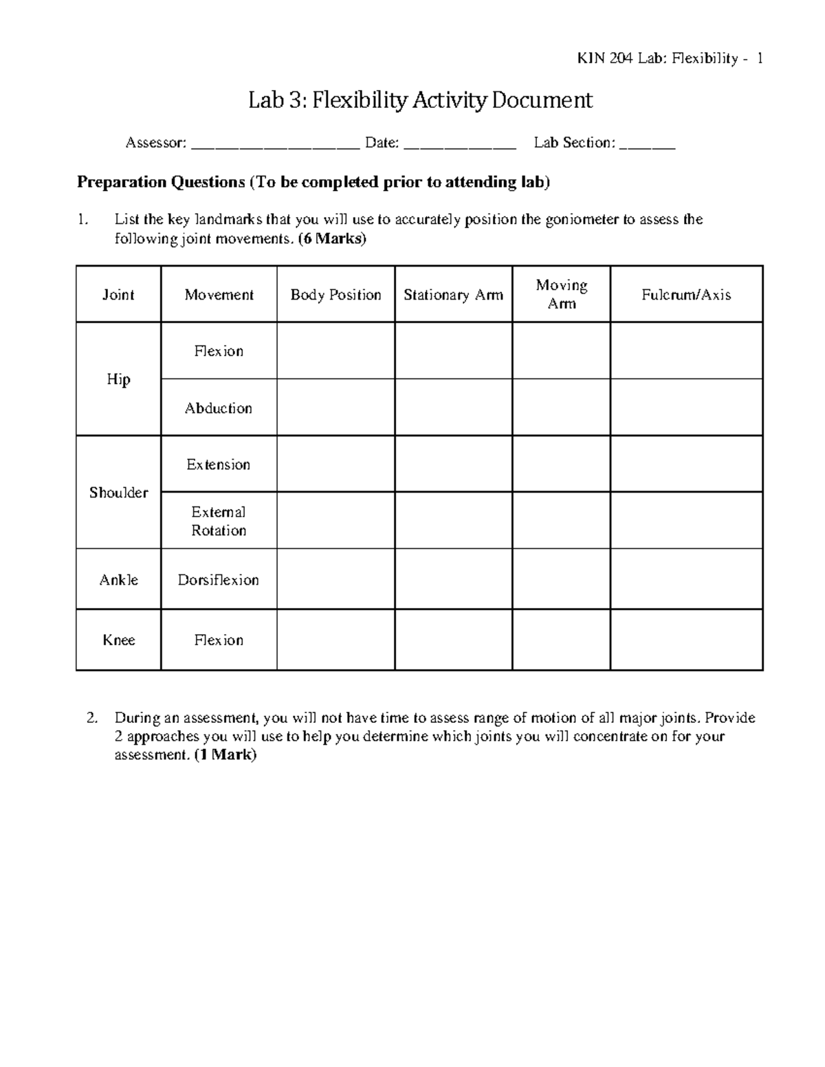 Lab 3 - Flexibility Activity Document - W2022 - KIN 204 Lab ...