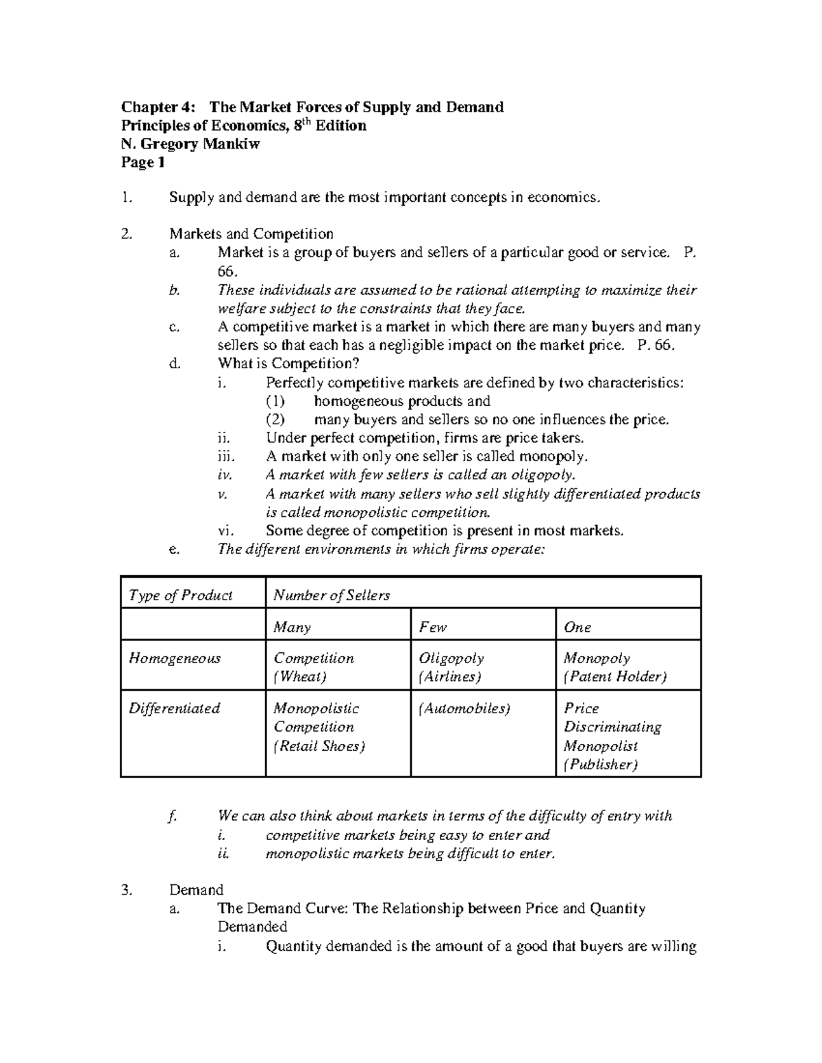 M4 - Chapter 4: The Market Forces of Supply and Demand Principles of ...