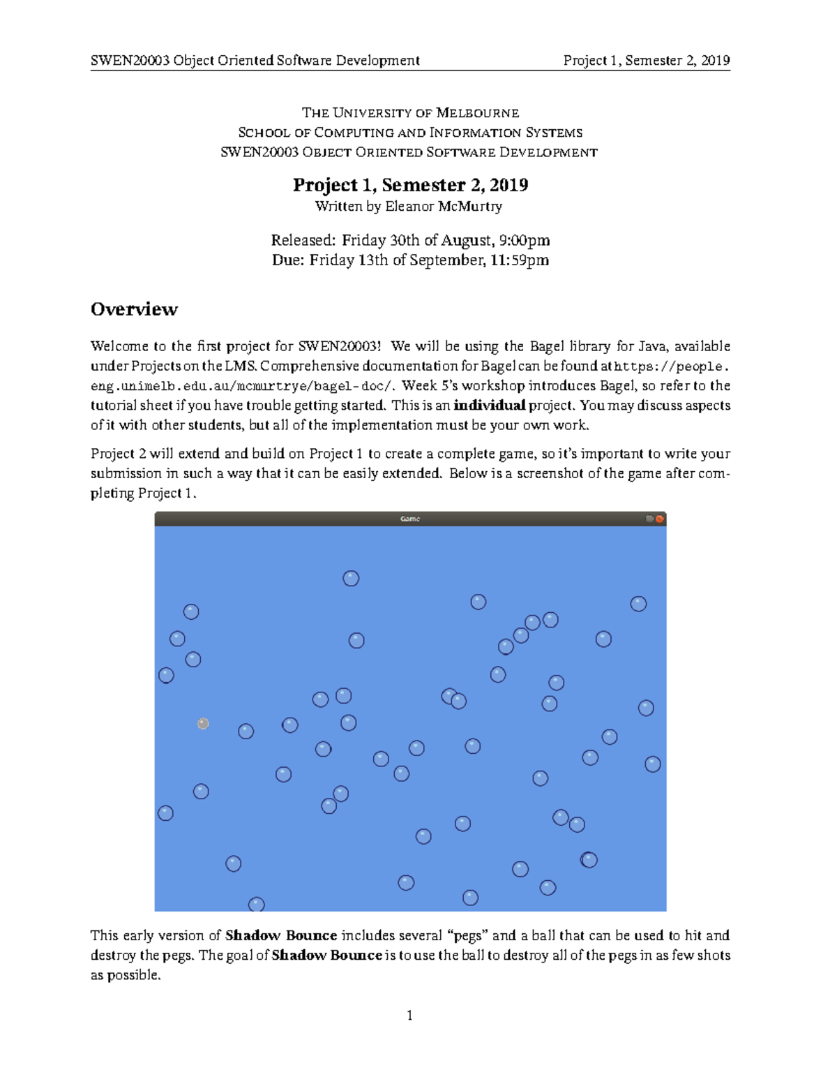 Project 1 - The University of Melbourne School of Computing and Information Systems SWEN20003 ...