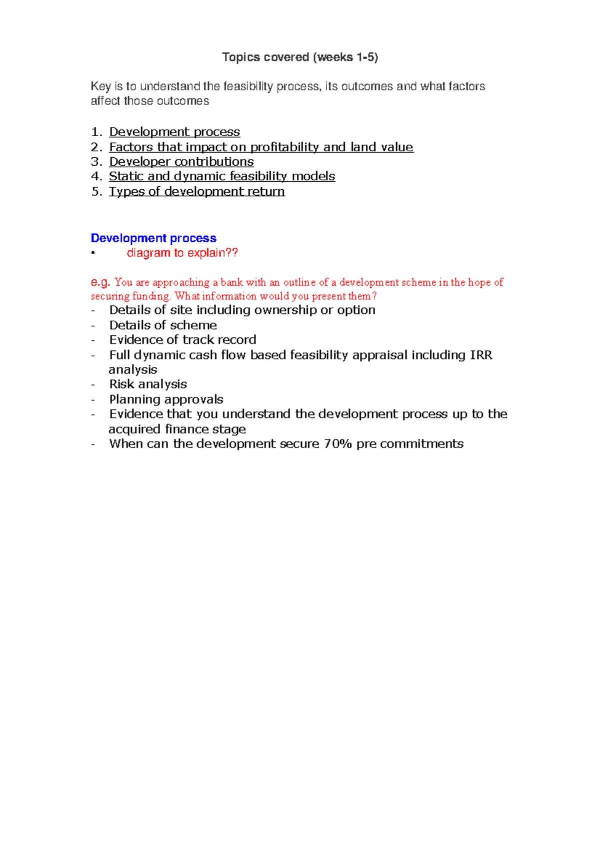 Exam Notes With Practise Questions Past Exams Topics Covered Weeks Key Is To Understand The