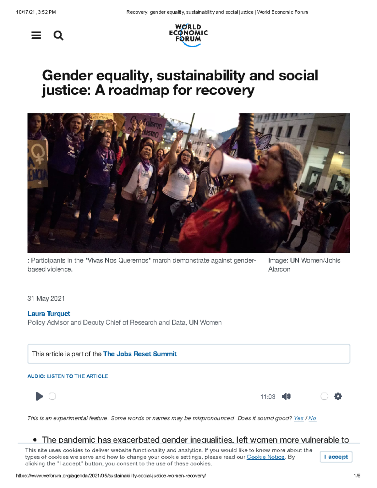 Article- Gender equality, sustainability and social justice World ...