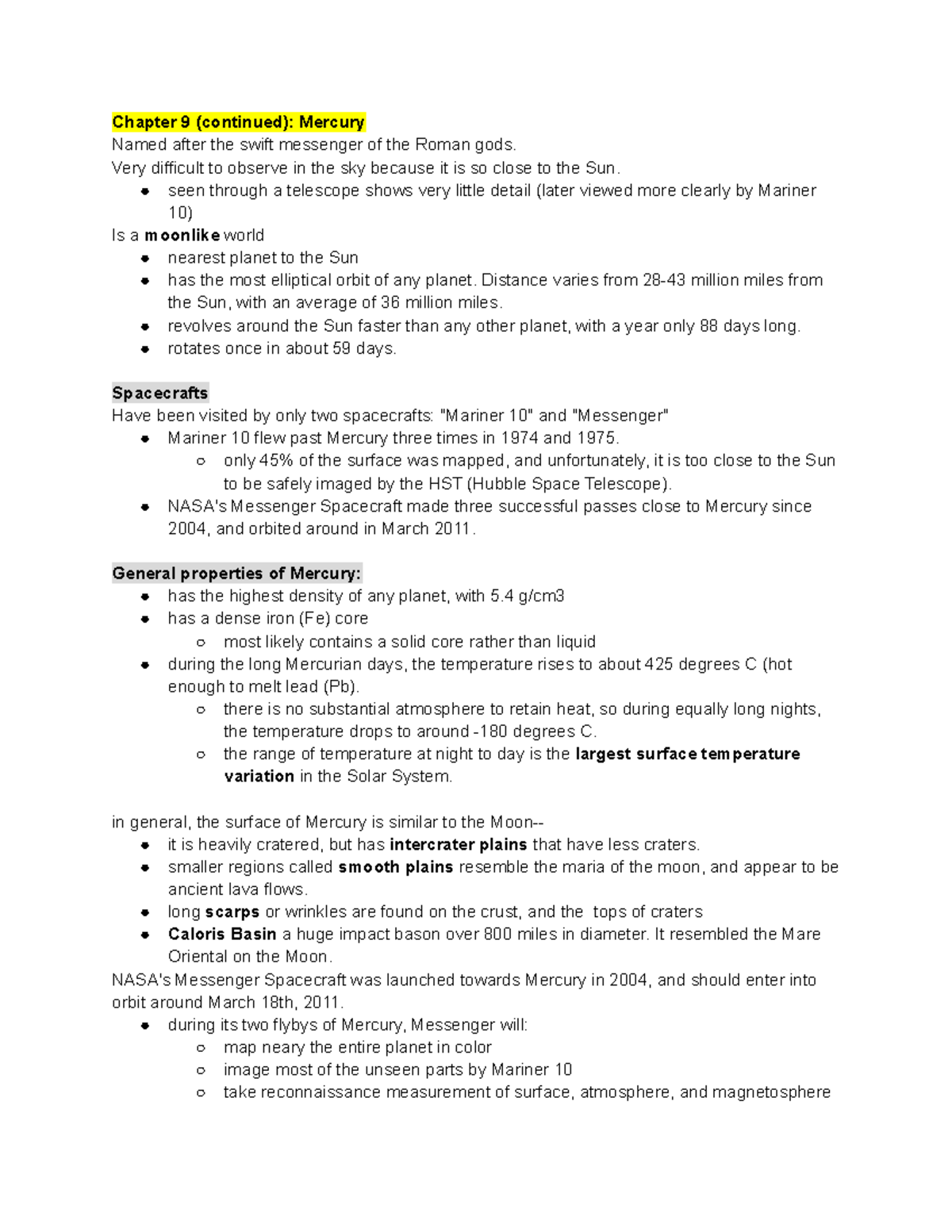 Chapter 9 (continued) Mercury - Chapter 9 (continued): Mercury Named ...