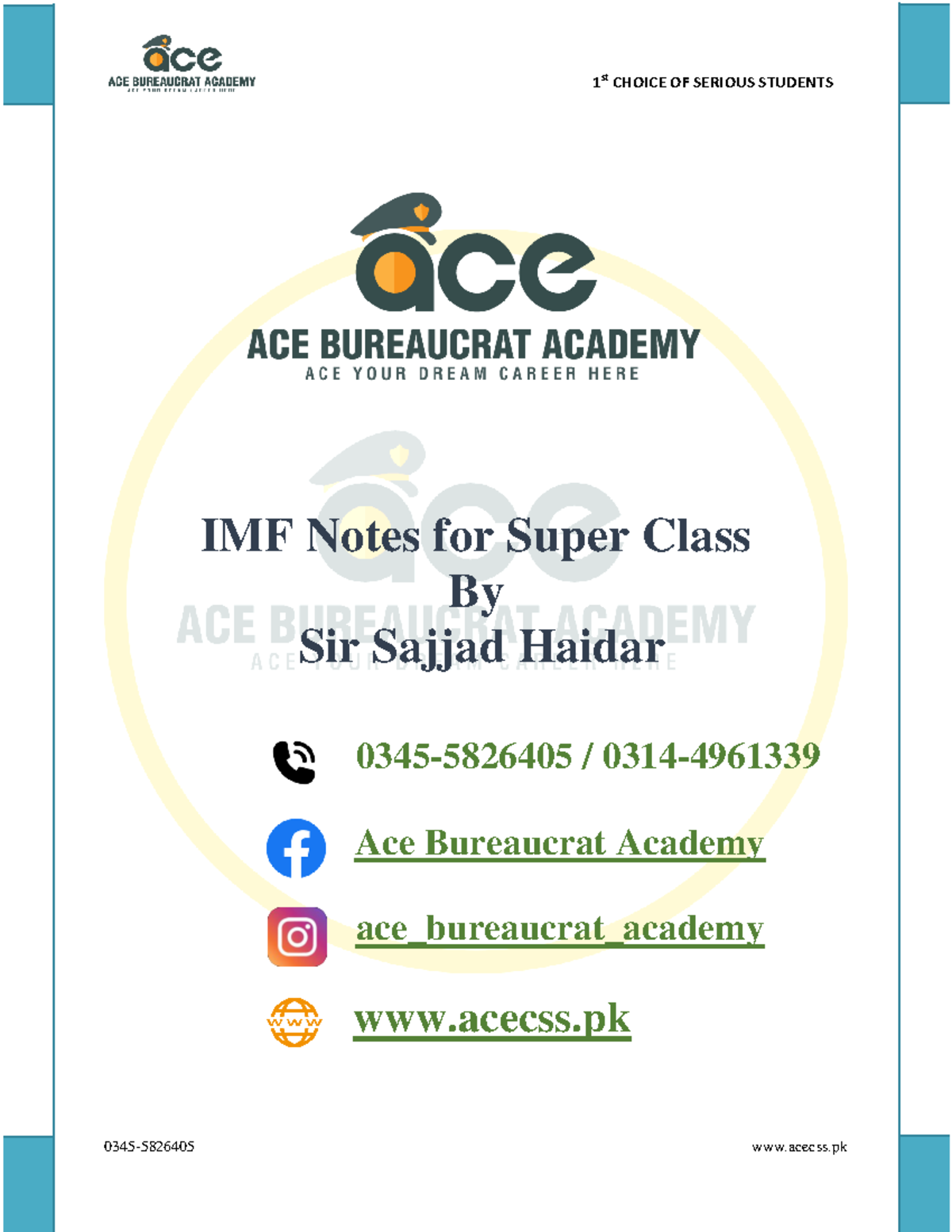 IMF CA PA notes - IMF Notes for Super Class By Sir Sajjad Haidar 0345 ...