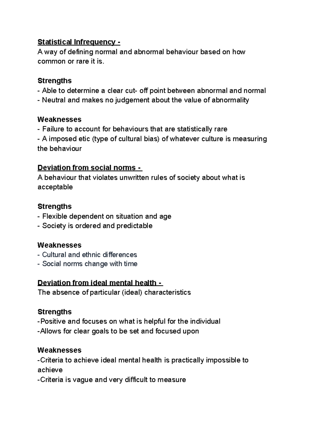 Definitions of Abnormality - Statistical Infrequency - A way of ...