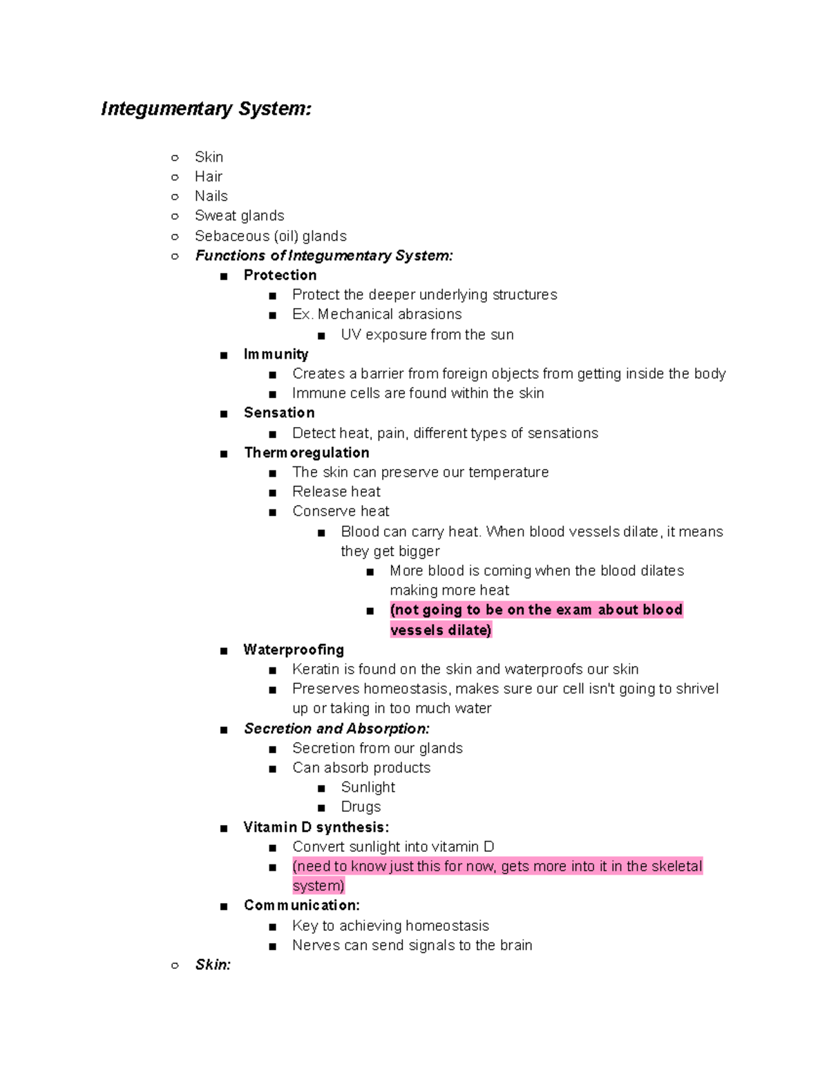 Integumentary system - Integumentary System: Skin Hair Nails Sweat ...