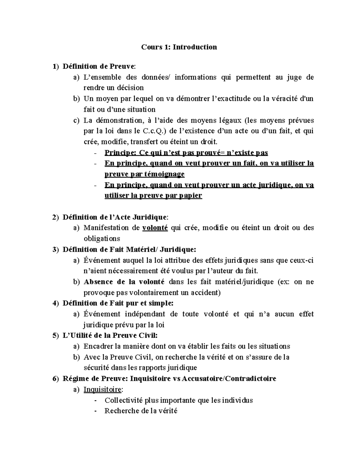 DRT216 Preuve - Notes de cours 1 à 12 - Cours 1: Introduction 1 ...