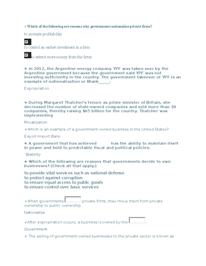 CBA 300 Exam 1 - Study Guide - CHAPTER 1 What is international business ...