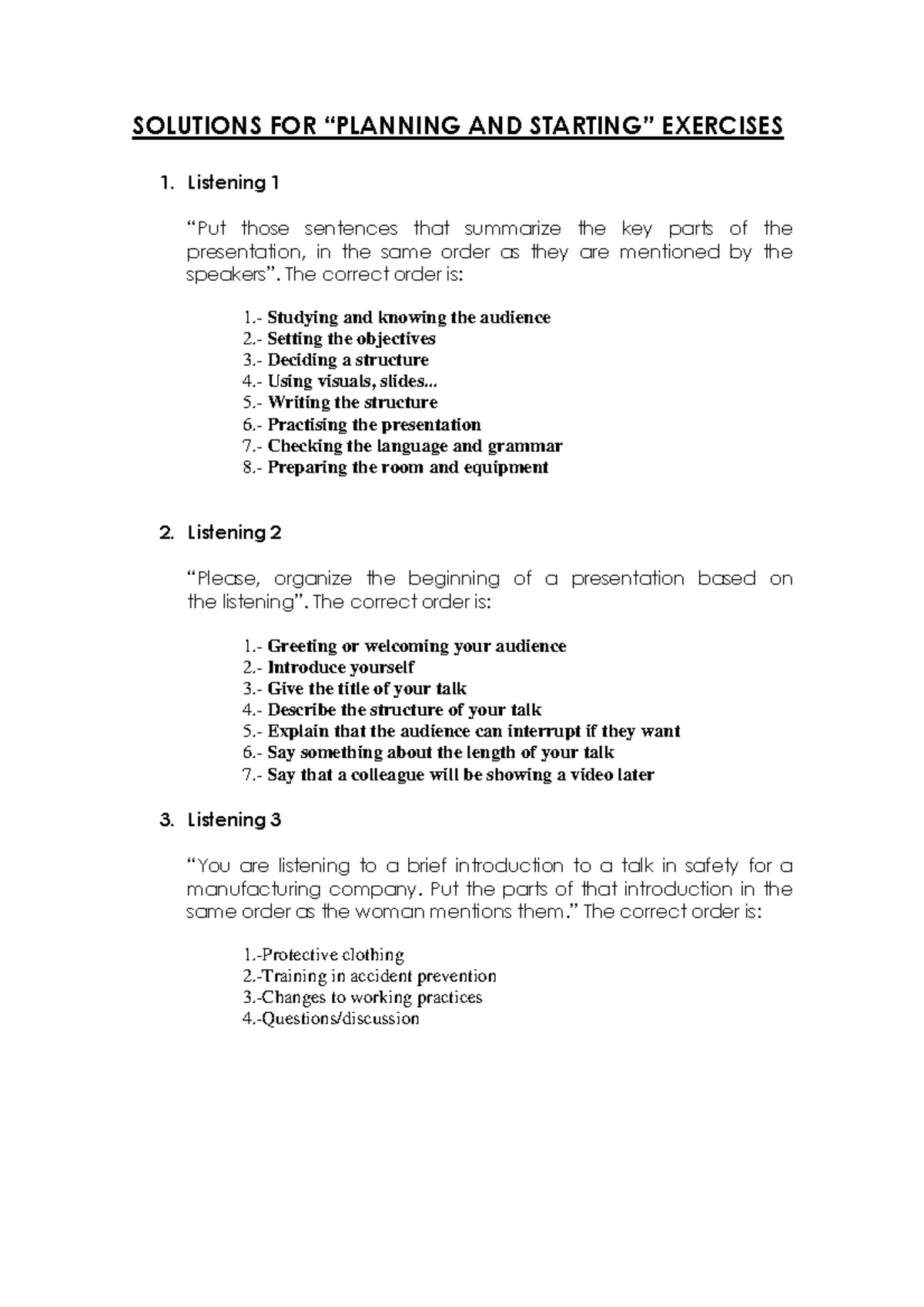 Solutions FOR Planning AND Starting - SOLUTIONS FOR “PLANNING AND ...