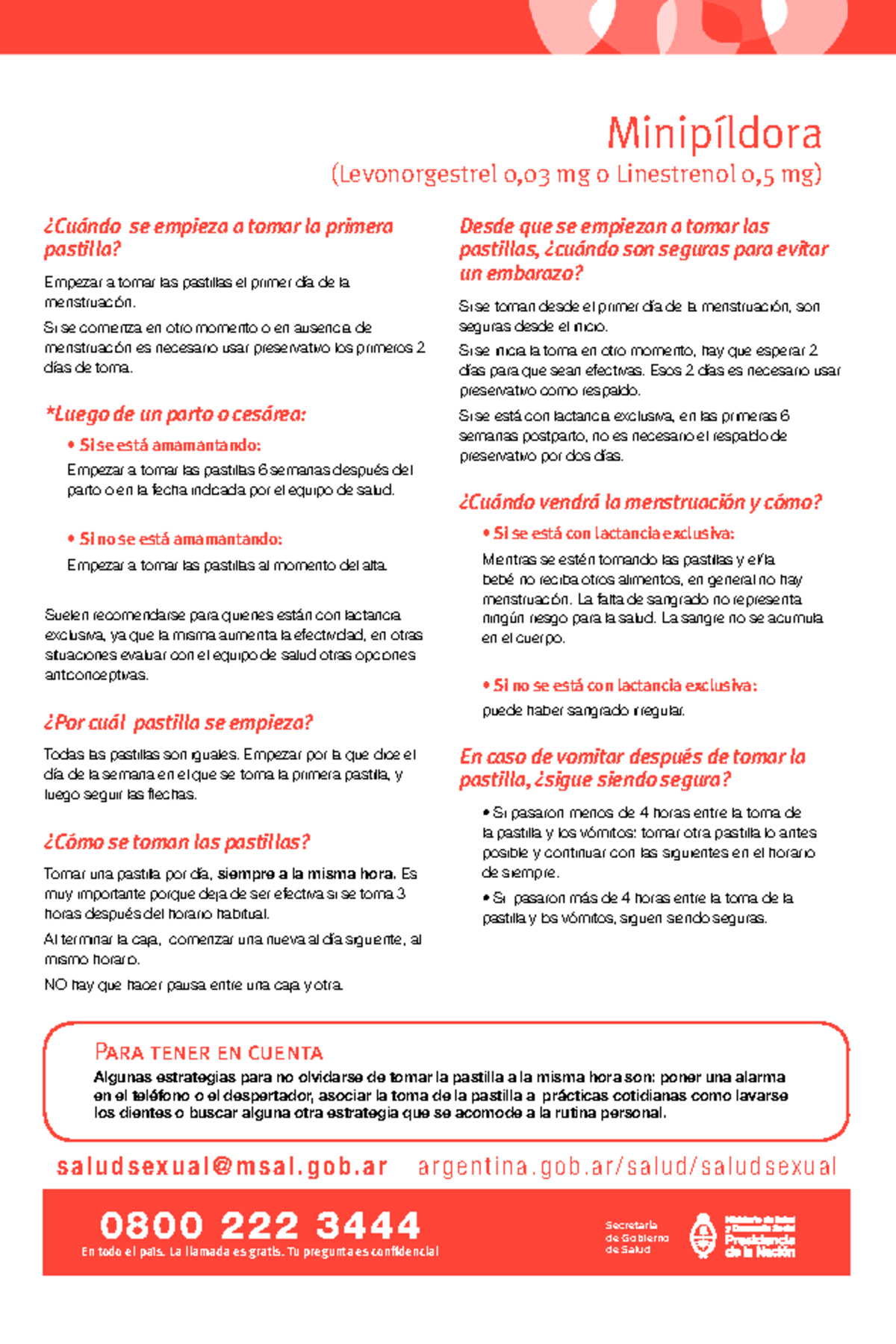 folleto Minipildora - Minipíldora (Levonorgestrel 0,03 mg o Linestrenol ...