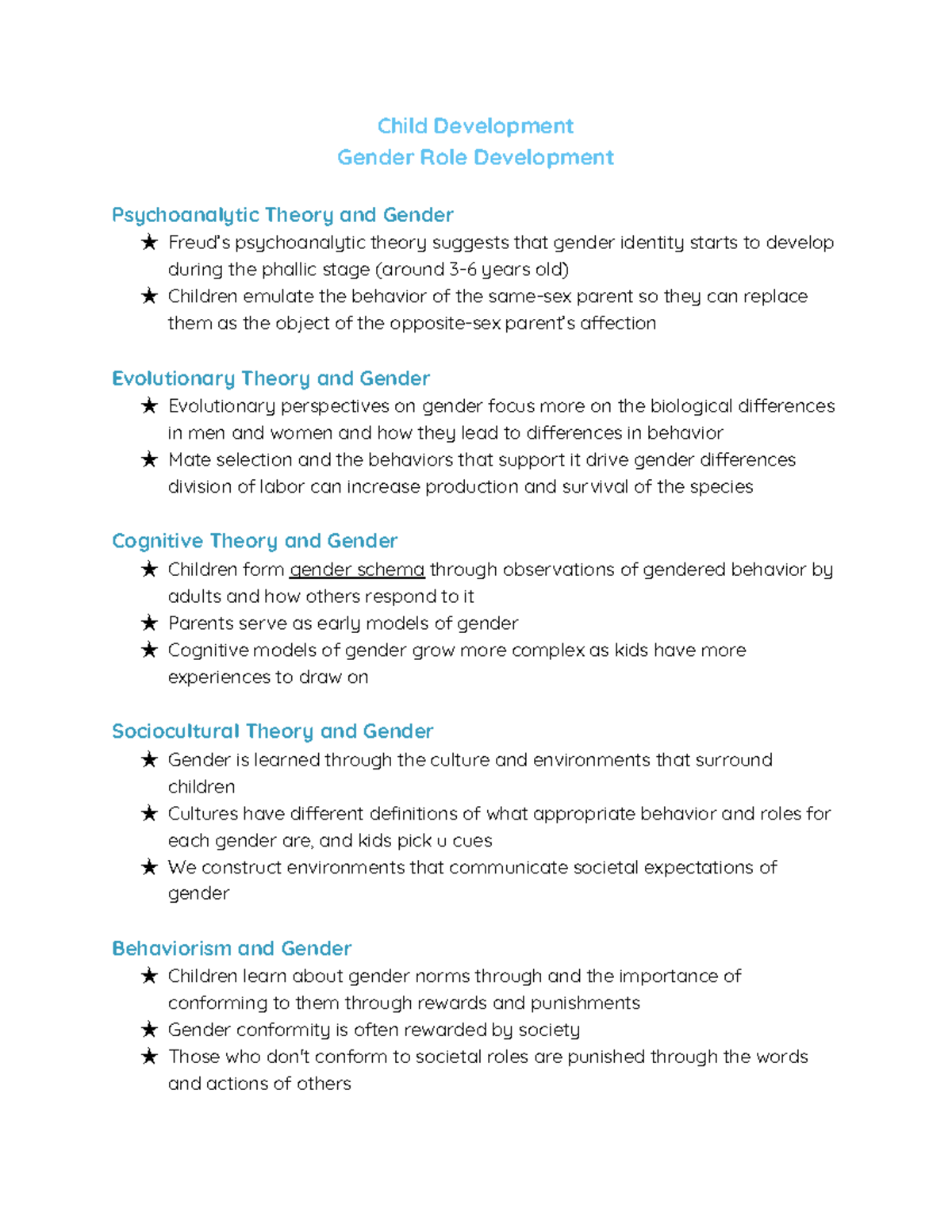 Gender Role Development Lecture Notes - Child Development Gender Role ...