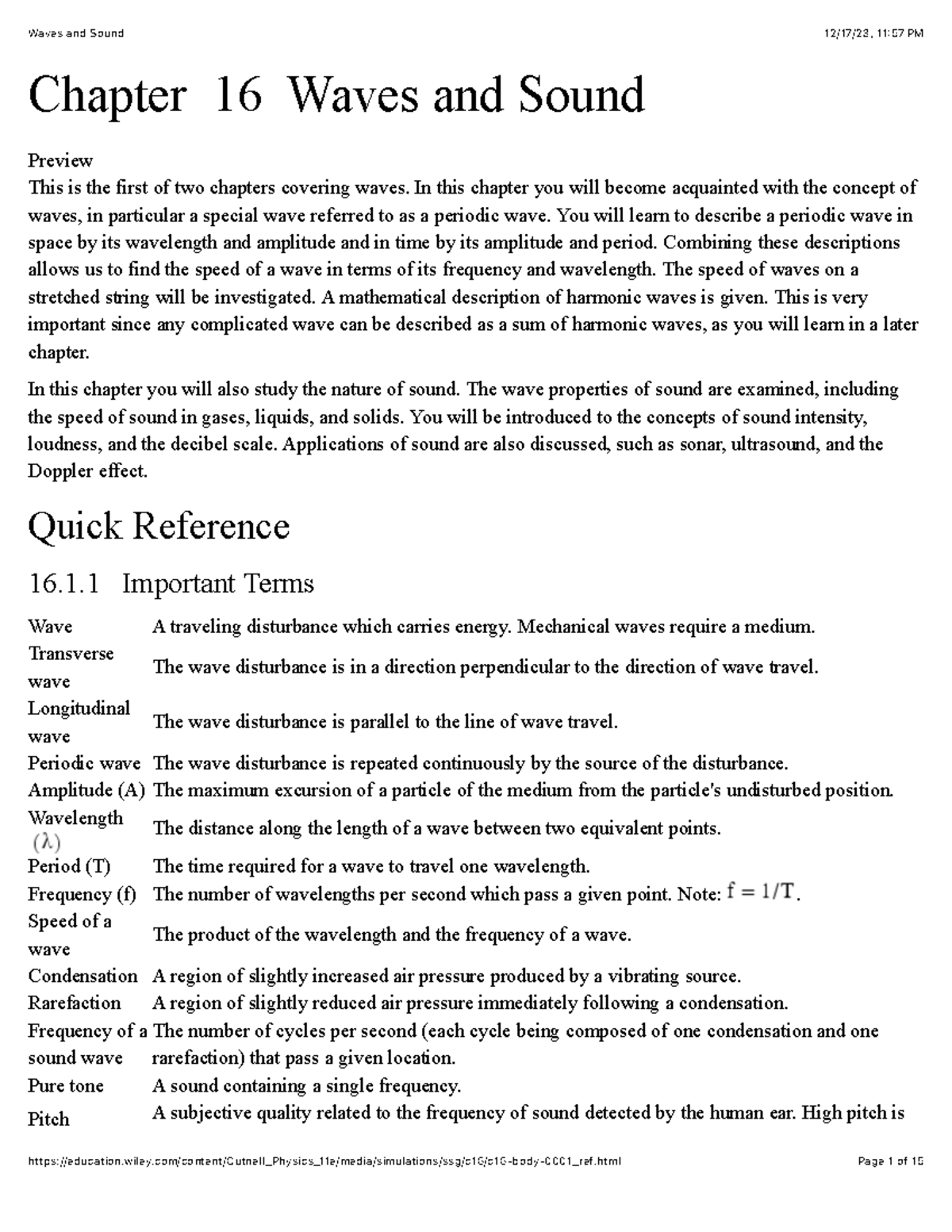16. Waves and Sound - summaries of how complete different style word ...