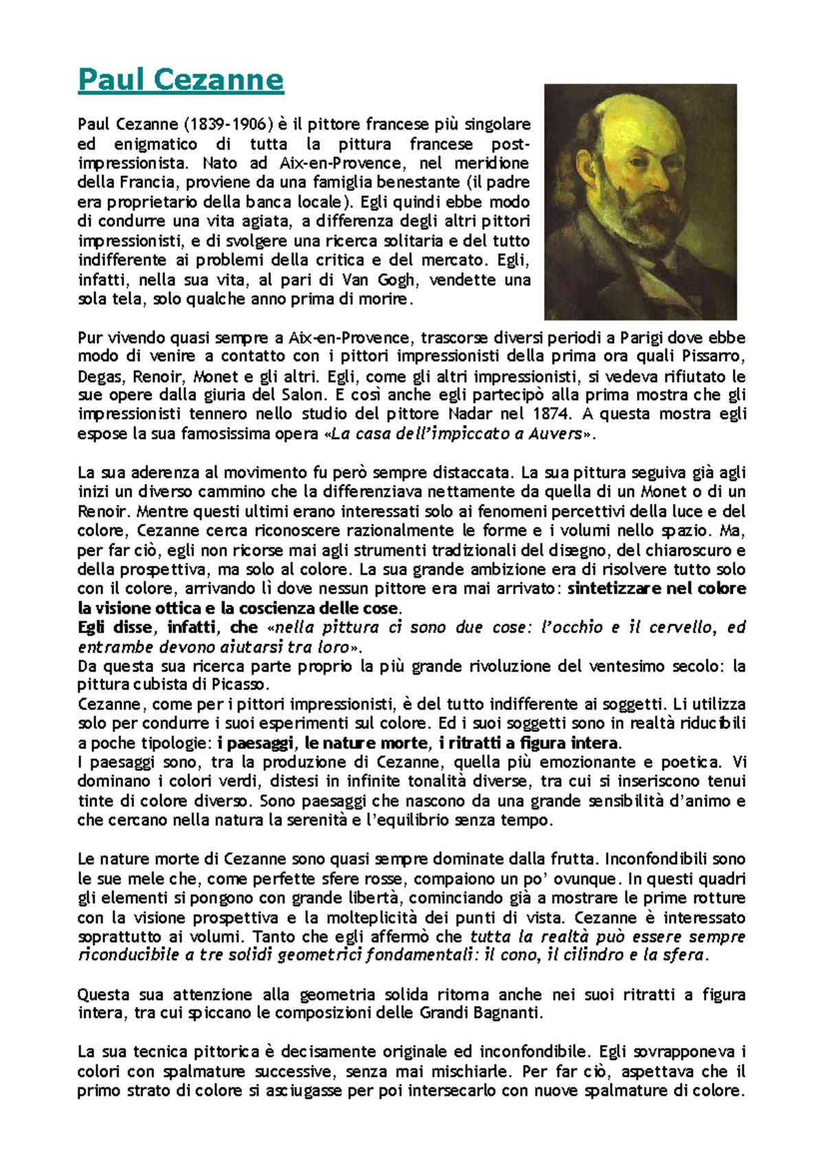 Paul-Cezanne - Riassunto su Paul Cezanne - Paul Cezanne Paul Cezanne (1839-1906) Ë il pittore ...