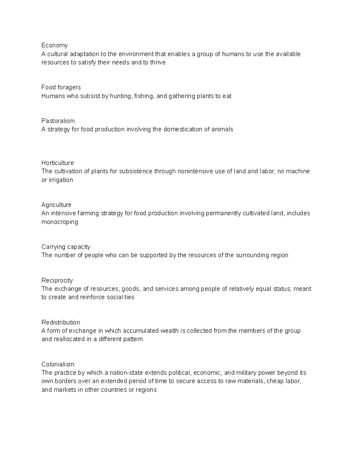 Chapter 11 Con - notes - Economy A cultural adaptation to the ...