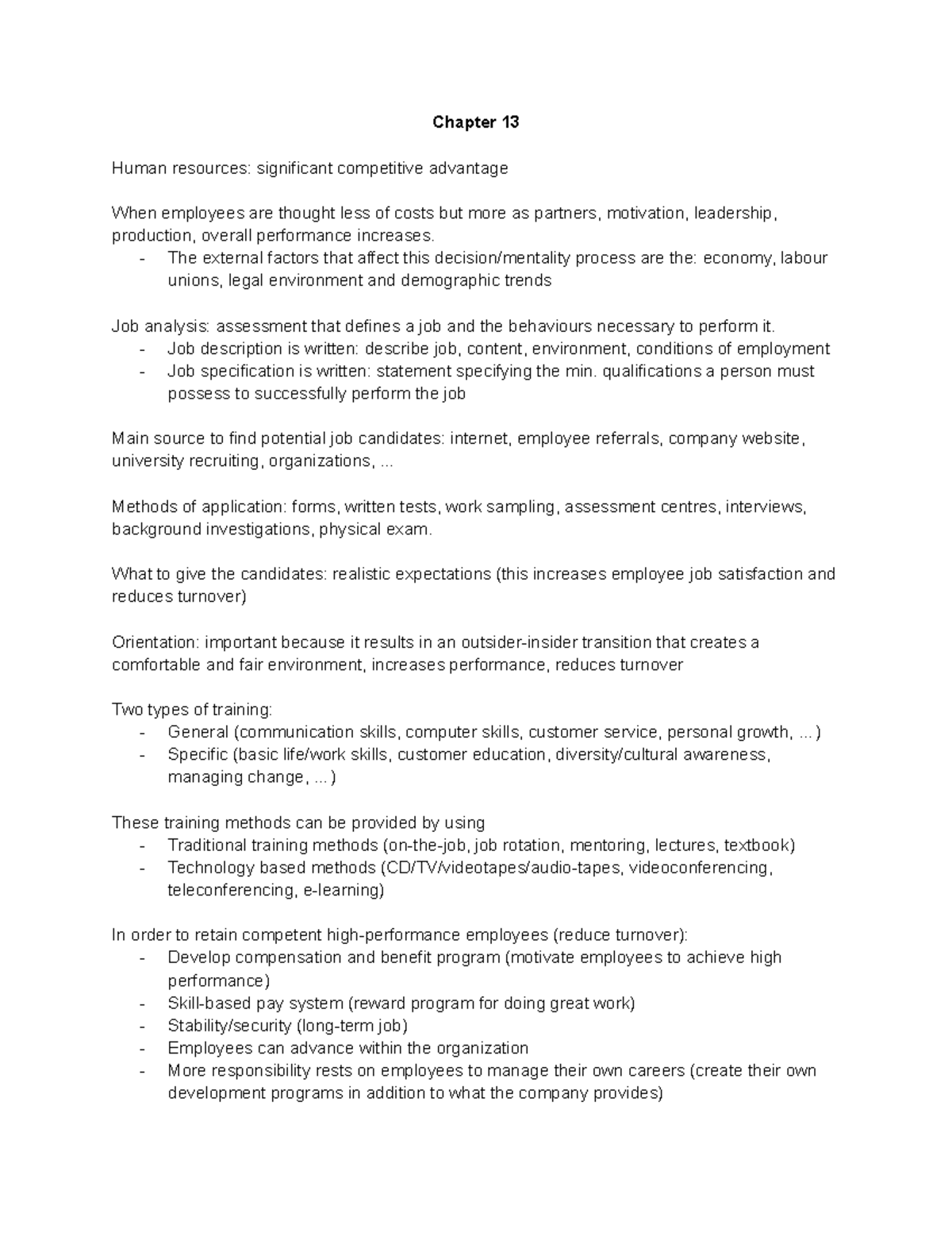 ADM1300 - Chapter 13 - Chapter 13 Human resources: significant ...