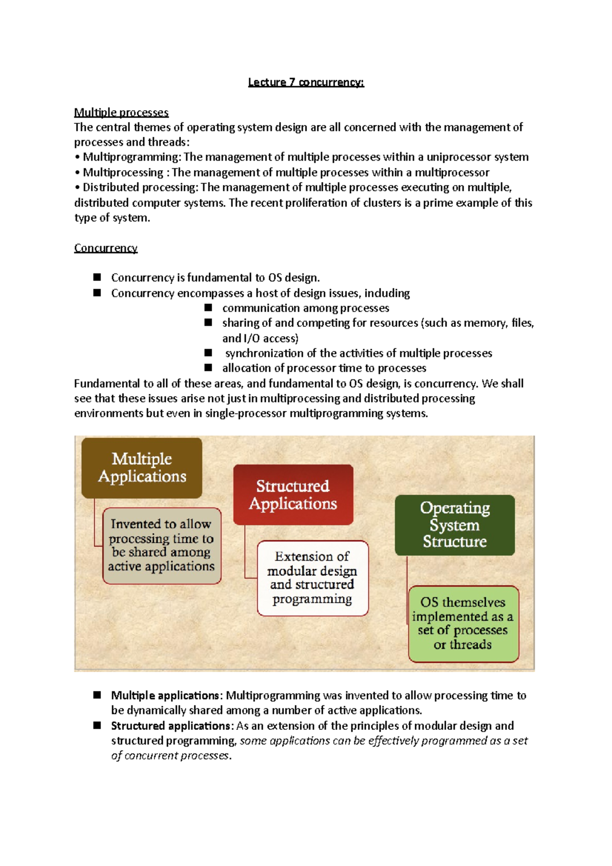 Lecture 7 concurrency - Lecture 7 concurrency: Multiple processes The ...