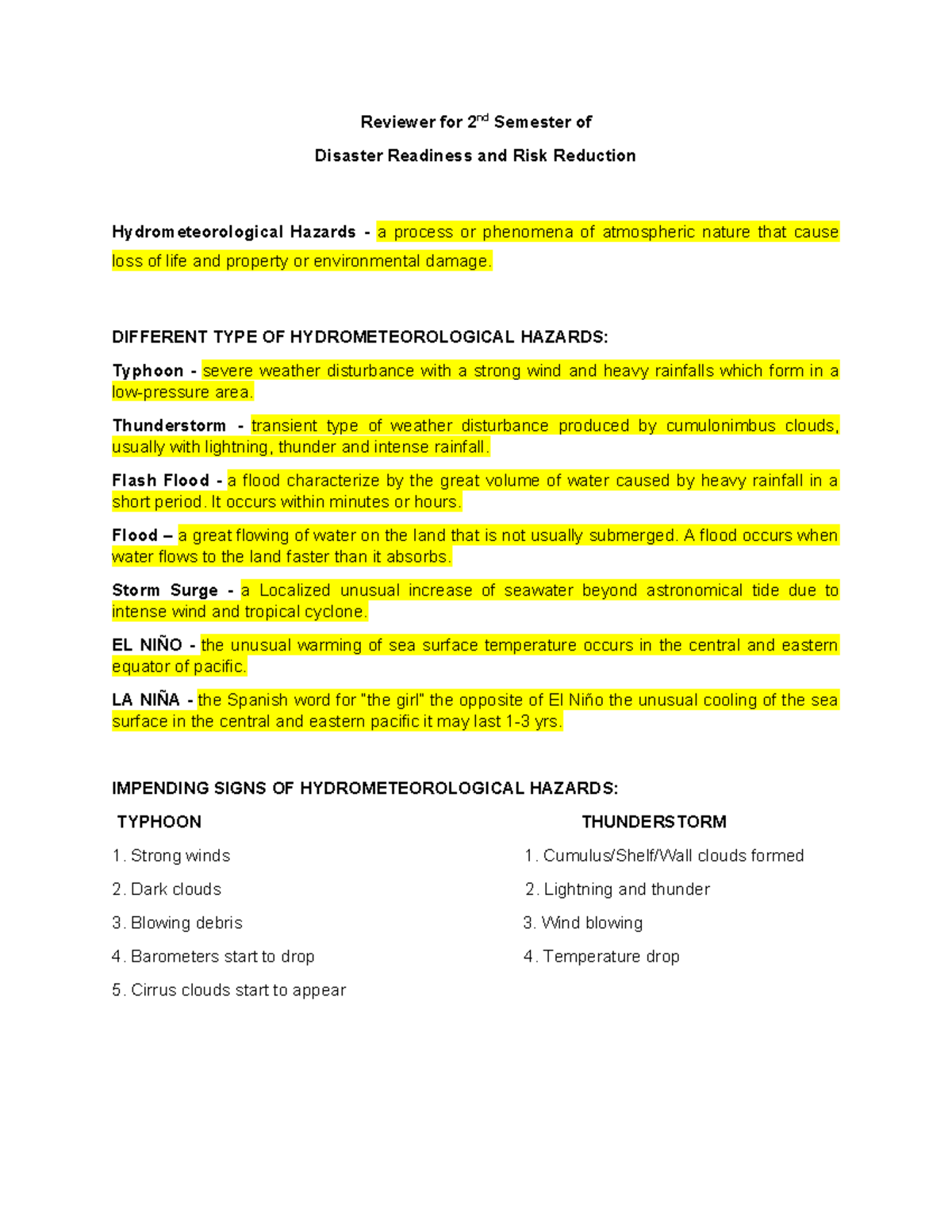 DRRR - This is a reviewer for Disaster Readiness and Risk Reduction ...