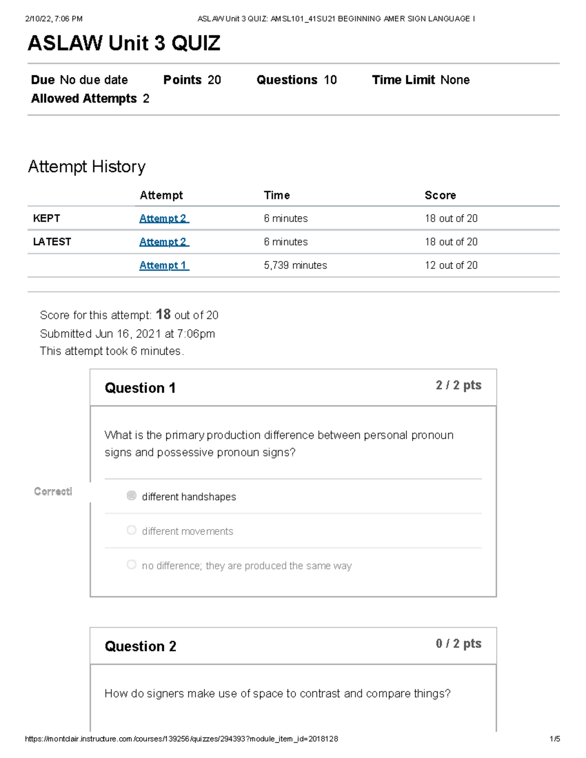 Aslaw Unit 3 QUIZ AMSL101 41SU21 Beginning AMER SIGN Language I - ASLAW ...