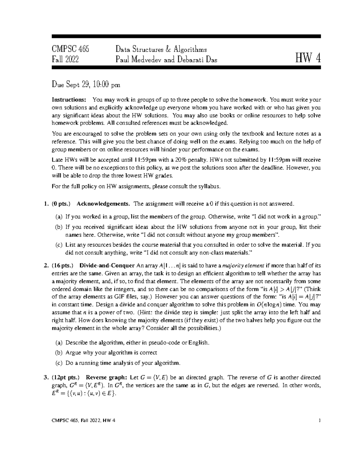 Hw4 Posted Assignments Cmpsc 465 Data Structures And Algorithms Fall