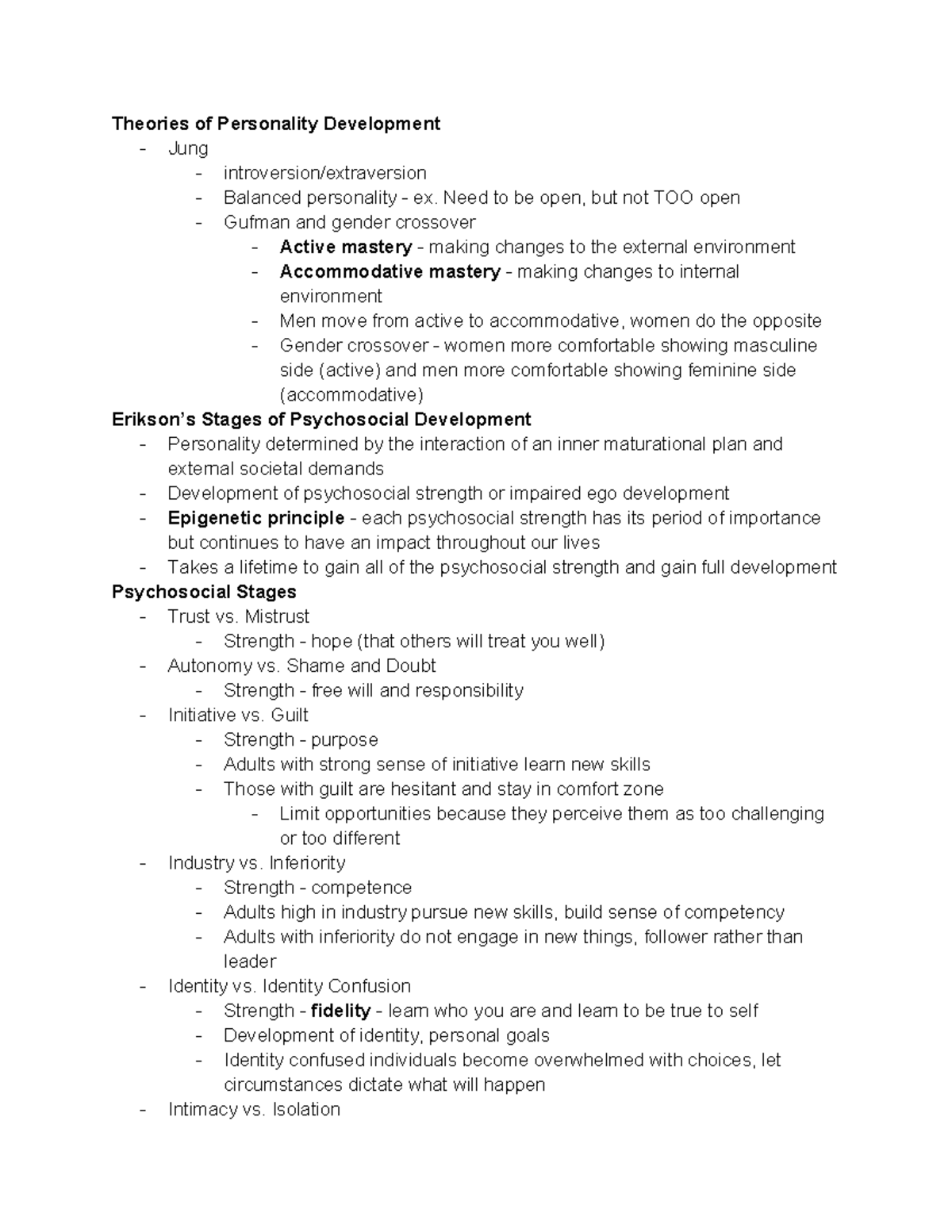 Adult Development 11 20 - Theories of Personality Development - Jung ...