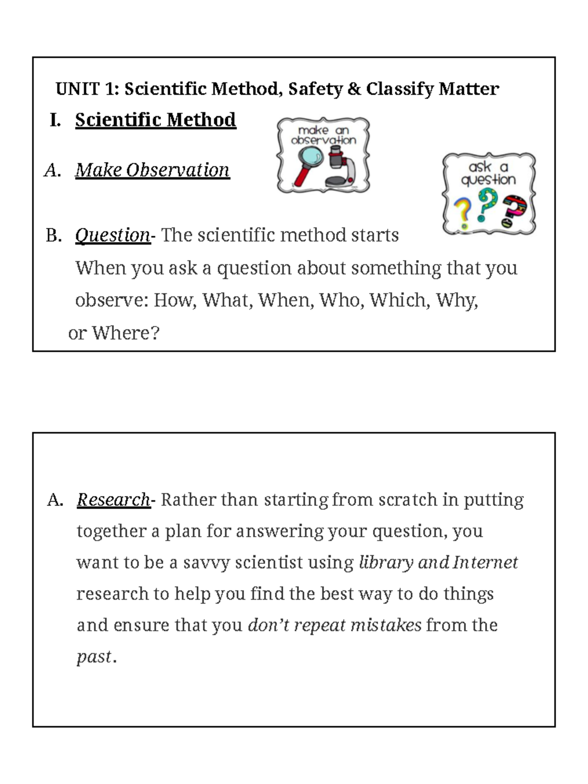 Unit 1 Notes Sci Meth - UNIT 1: Scientific Method, Safety & Classify ...