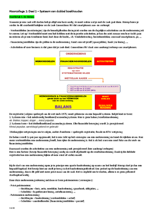 Theorie Boekhouden - THEORIE BOEKHOUDEN Deel 1: systeem van dubbel boekhouden Hoofdstuk 1: de ...