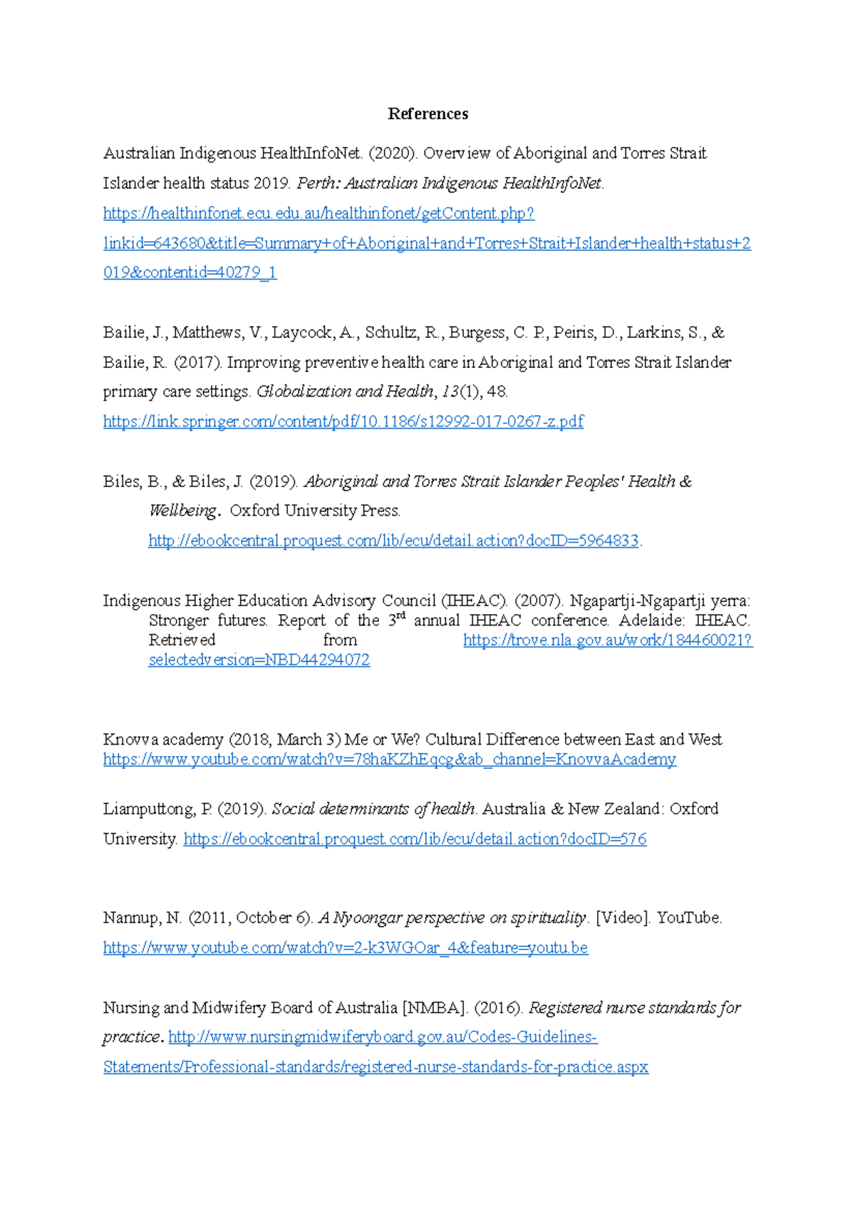 References to consider for aboriginal health - References Australian ...