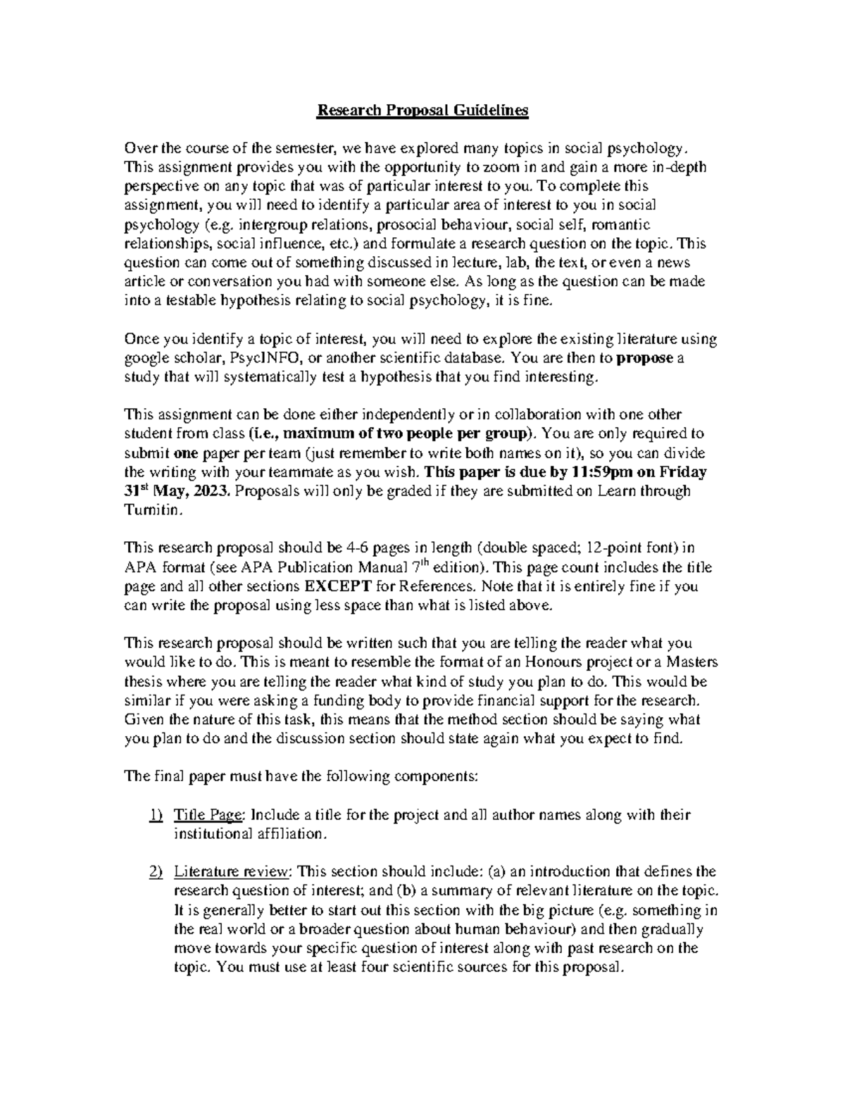 213 Research Proposal Guidelines - Research Proposal Guidelines Over the course of the semester ...