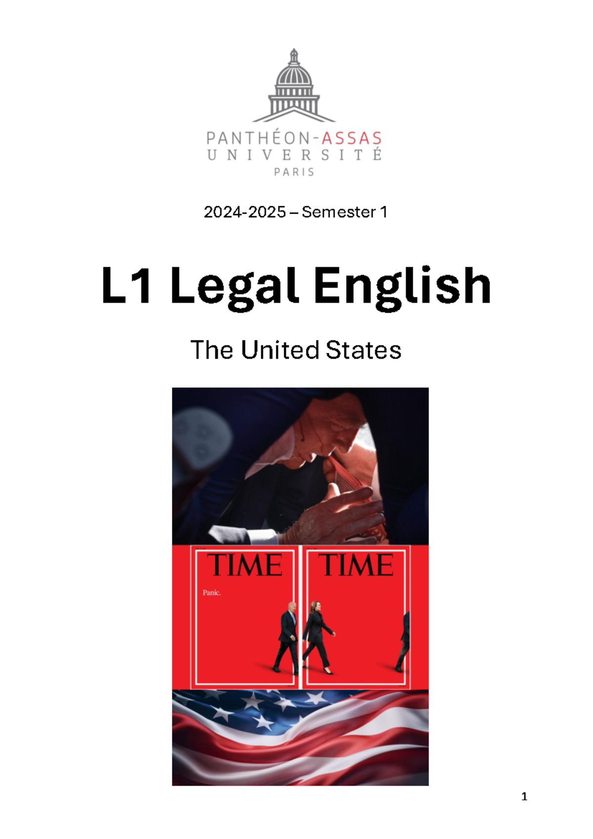2024 2025 L1 US Booklet - 2024 - 2025 – Semester 1 L1 Legal English The ...