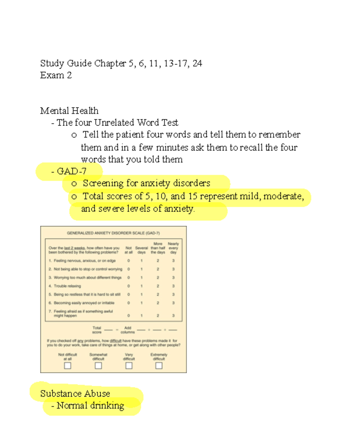 Health Assessment Study Guide Exam 2 - ####### Study Guide Chapter 5, 6 ...