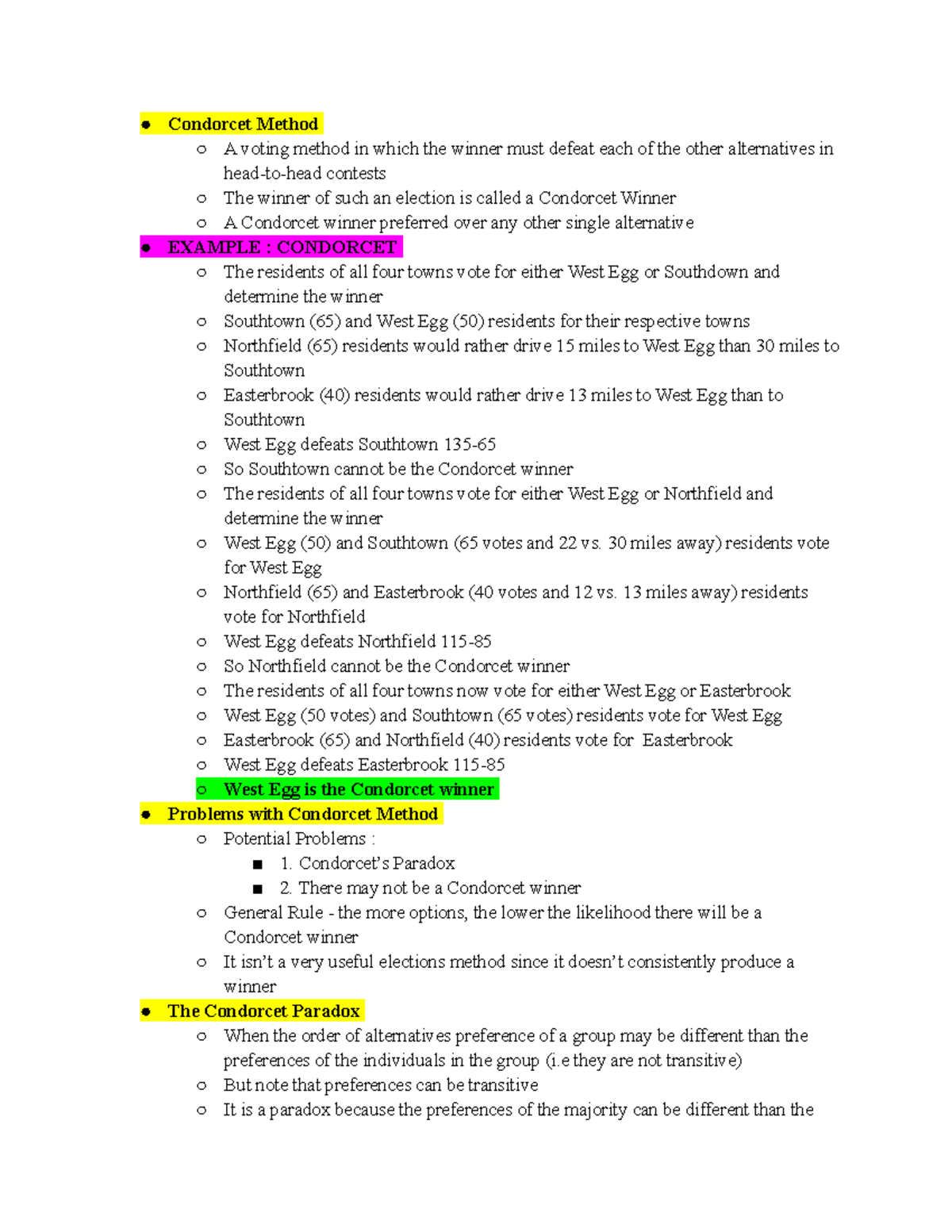 Chapter 13 (voting methods) 2 - Condorcet Method A voting method in ...
