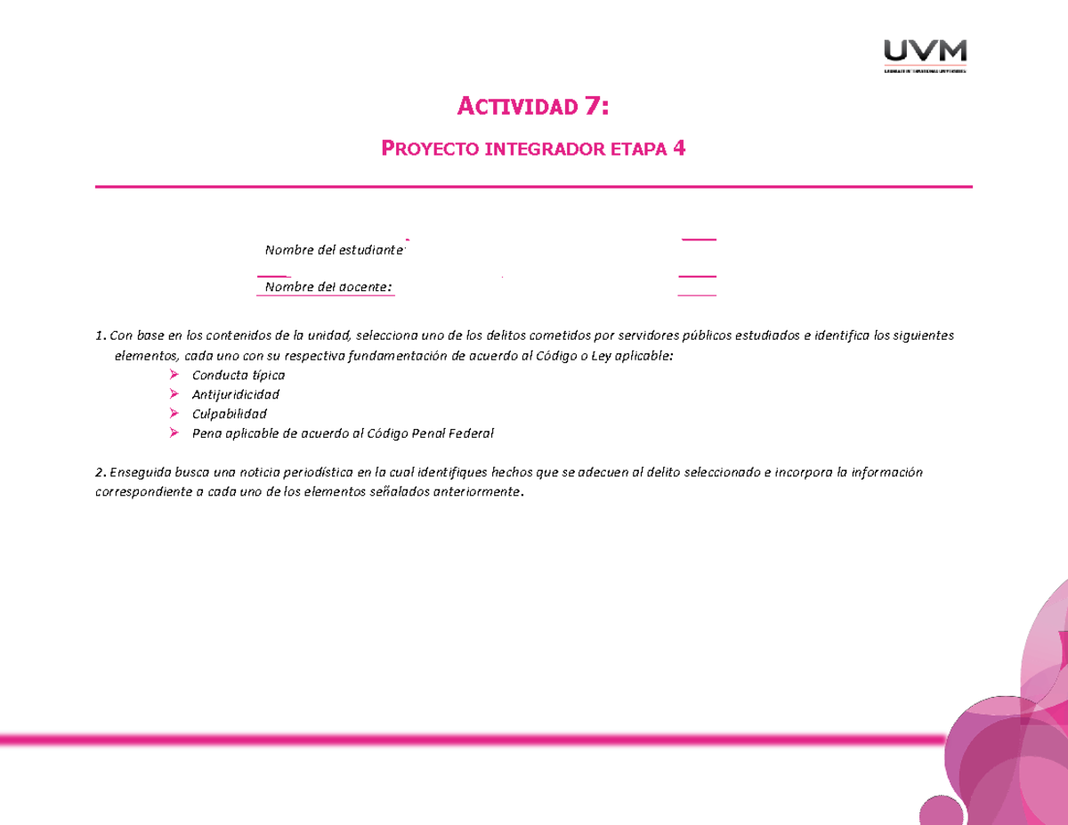 A7 Proyecto integrador Etapa 4 - ACTIVIDAD 7 : PROYECTO INTEGRADOR ETAPA 4 Fecha: 17 / 06 / 2024 ...
