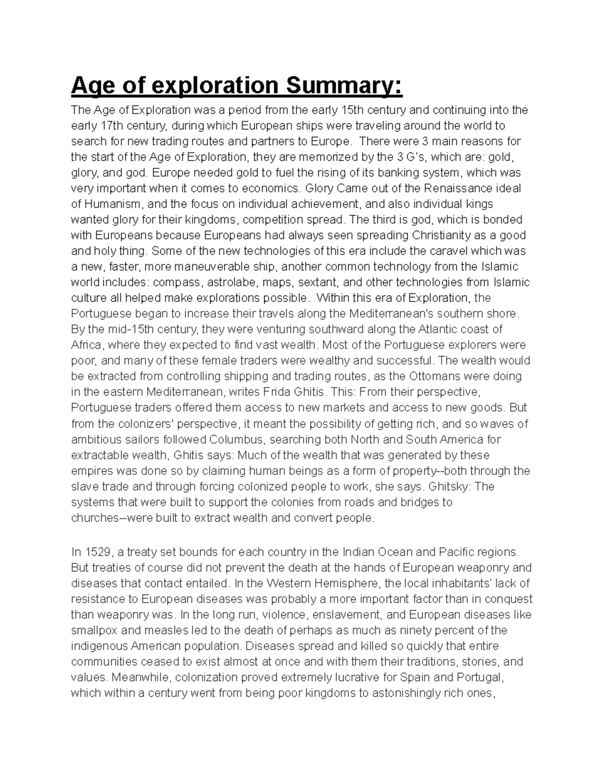Ali Husain - Intro To Age of exploration (work sheet) - Age of ...