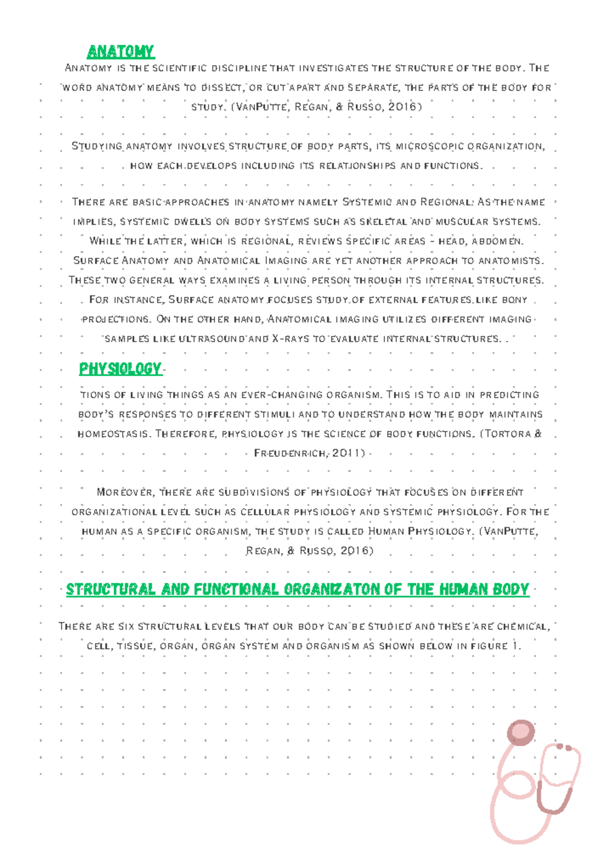 Notes Anaphy 1 - Anatomy is the scientific discipline that investigates ...